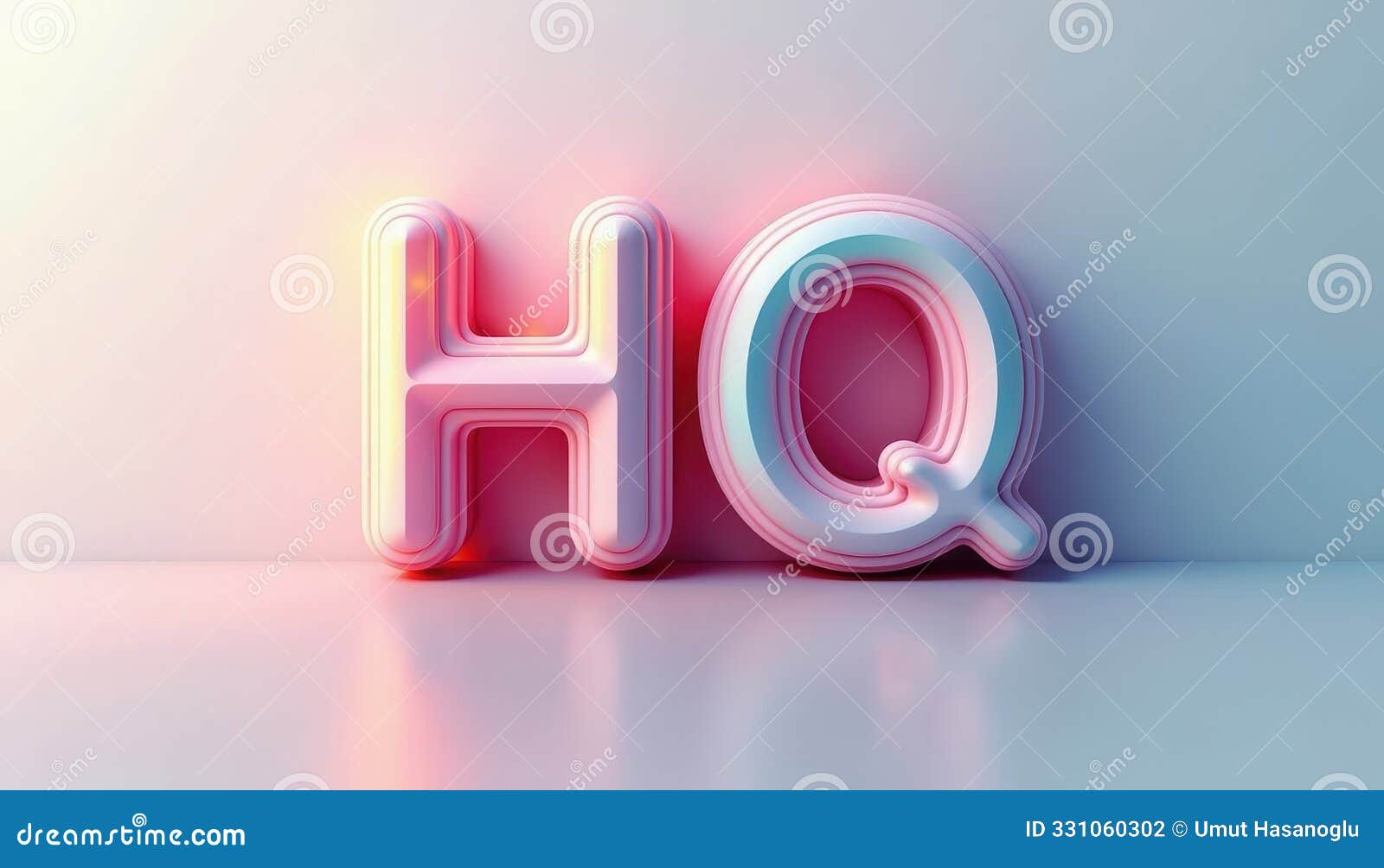 3D Letters HQ with Neon Lighting on a Smooth Reflective Surface. Stock ...