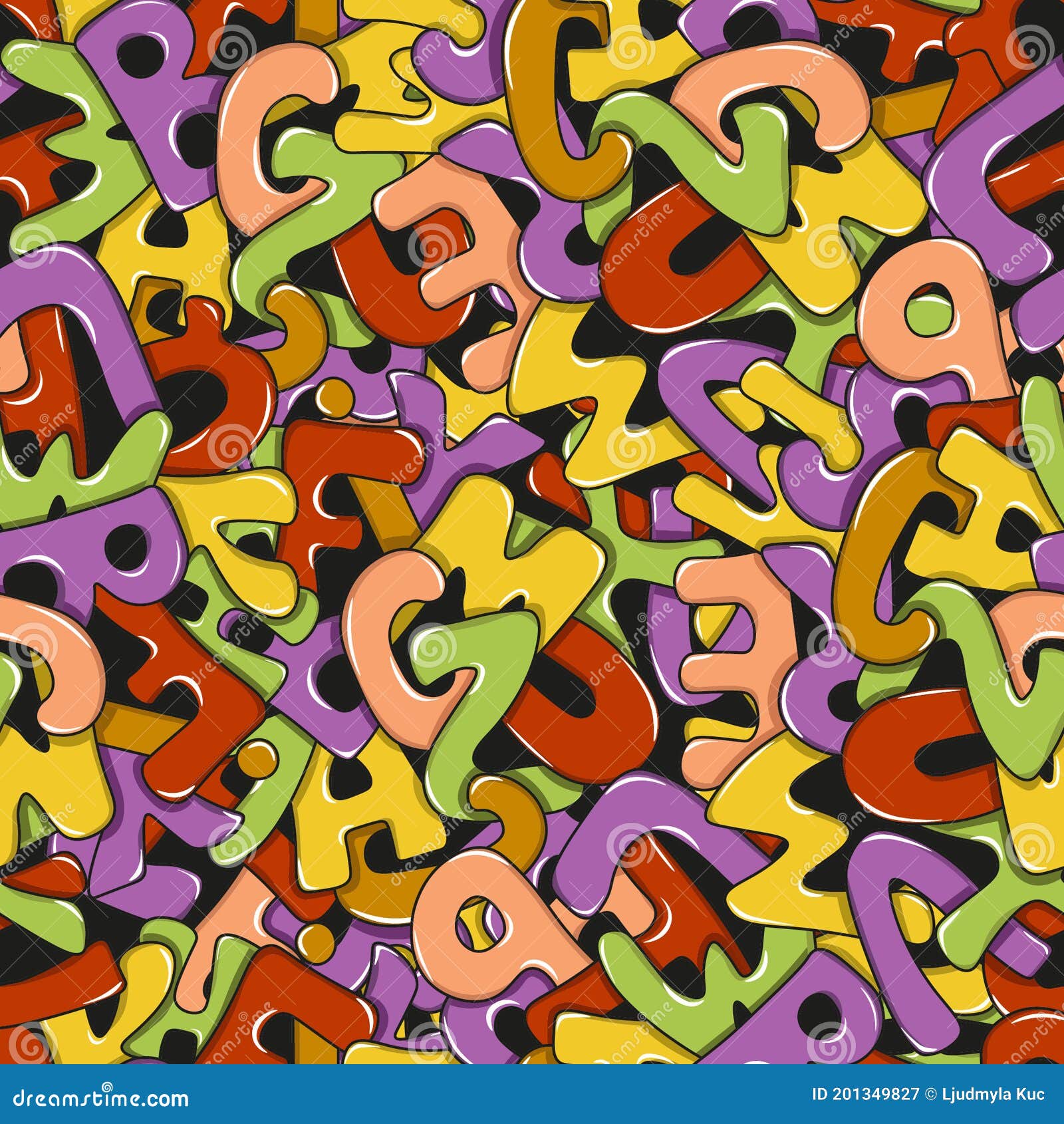 3D Letters Seamless Pattern Stock Illustration - Illustration of ...