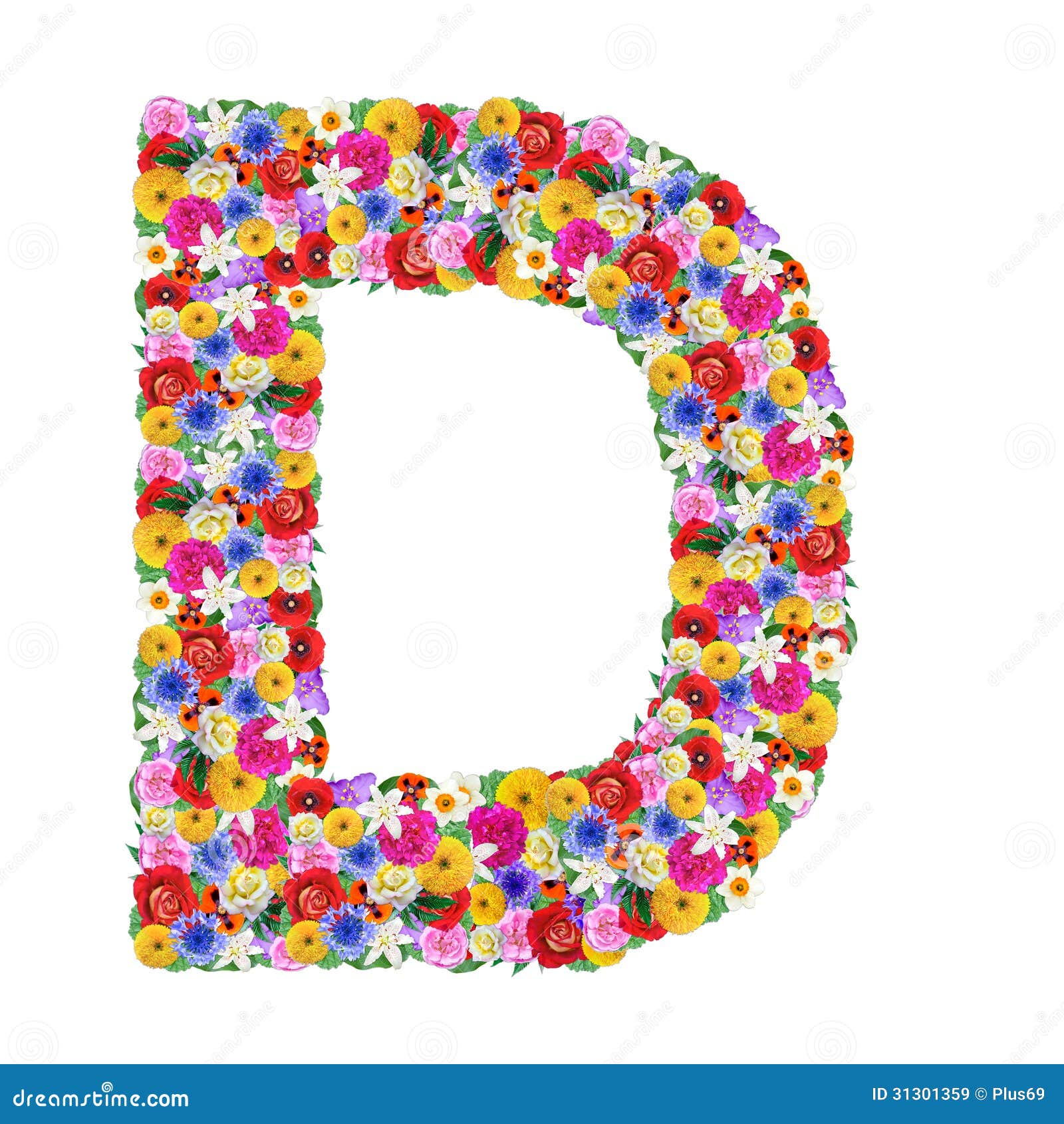 D, Lettre De L'alphabet Dans Différentes Fleurs Image stock - Image du ...