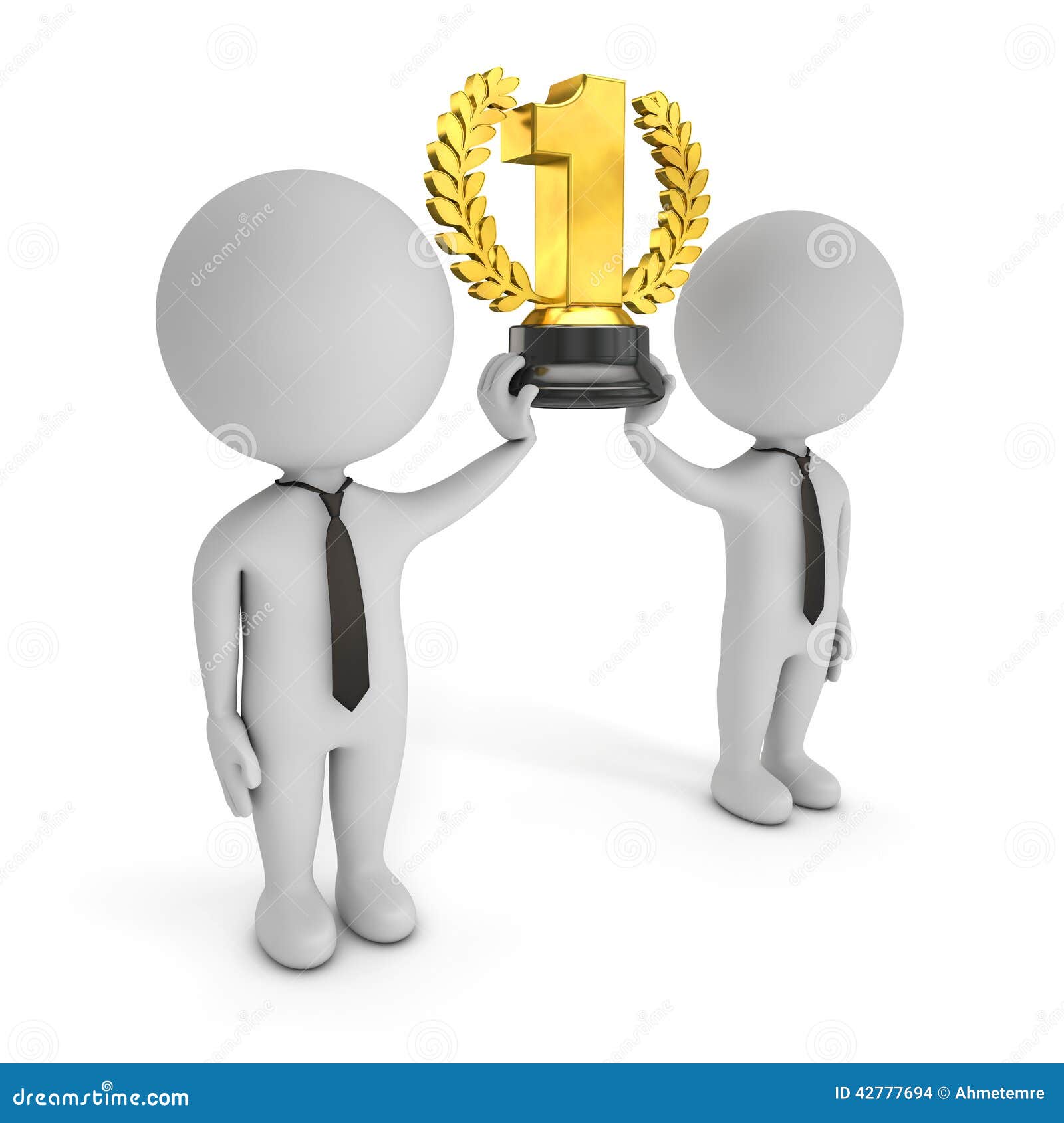 3d Leuke Mensen - Winnend Team Met Gouden Trofee Stock Illustratie ...