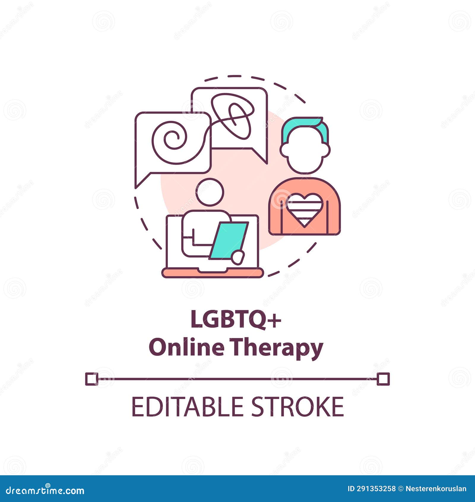 2D LGBTQ Online Therapy Thin Line Icon Concept Stock Illustration ...