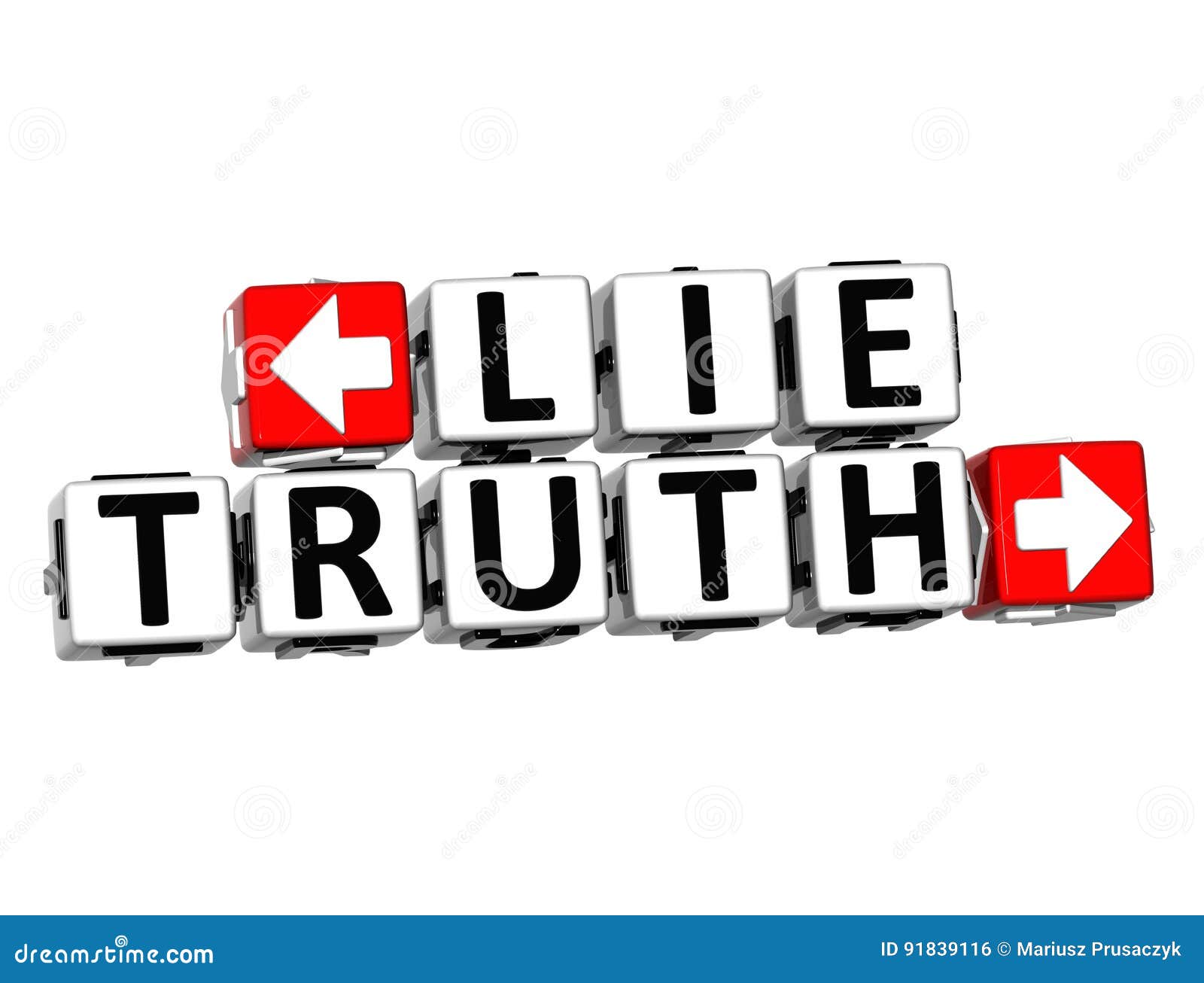 3D Lie Truth Button Click Here Block Text Stock Photo - Image of idea ...