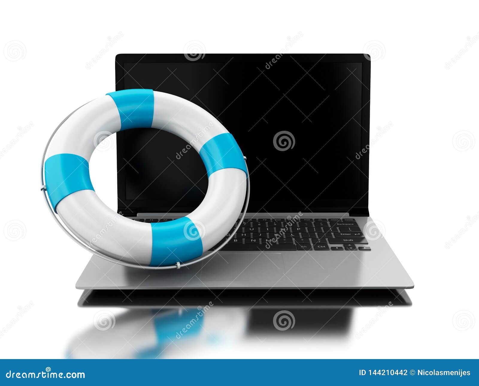 3d Lifeguard with laptop stock illustration. Illustration of data ...