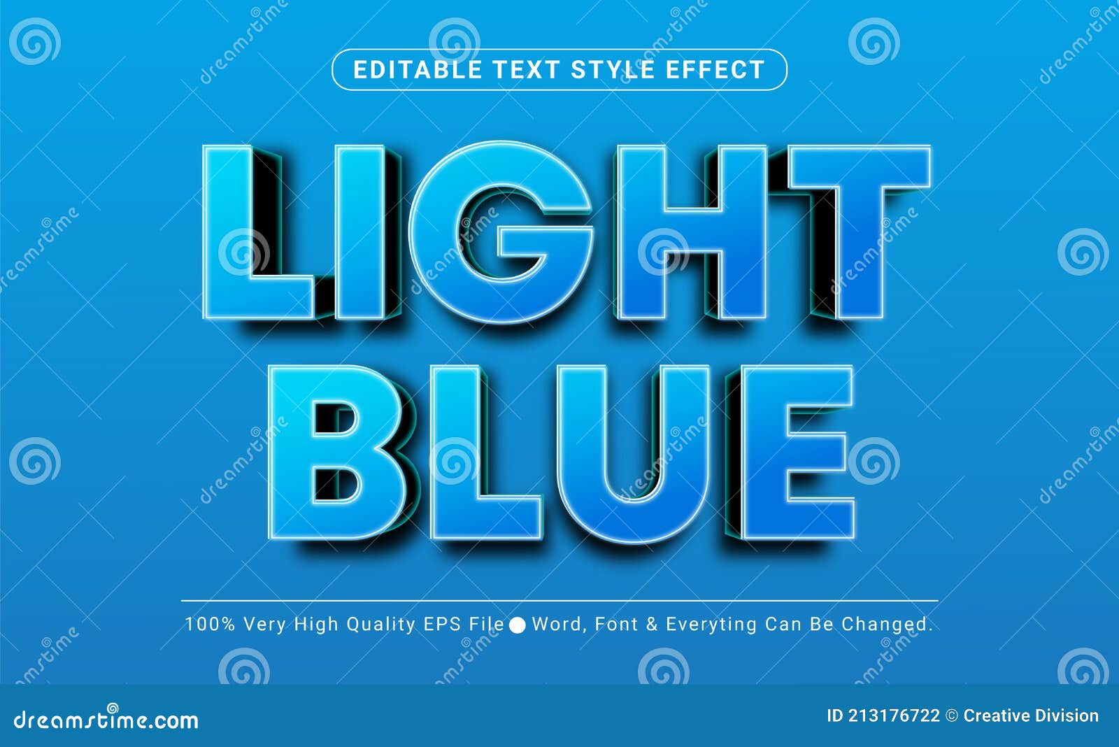 3D Light Blue Bold Text Style Effect, Editable Text Effect Stock Vector ...