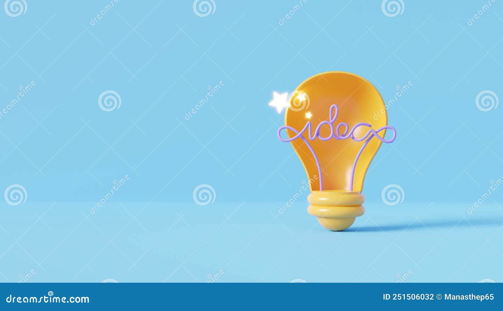3D Light Bulb on Blue Background.Idea and Creative Concept Stock ...