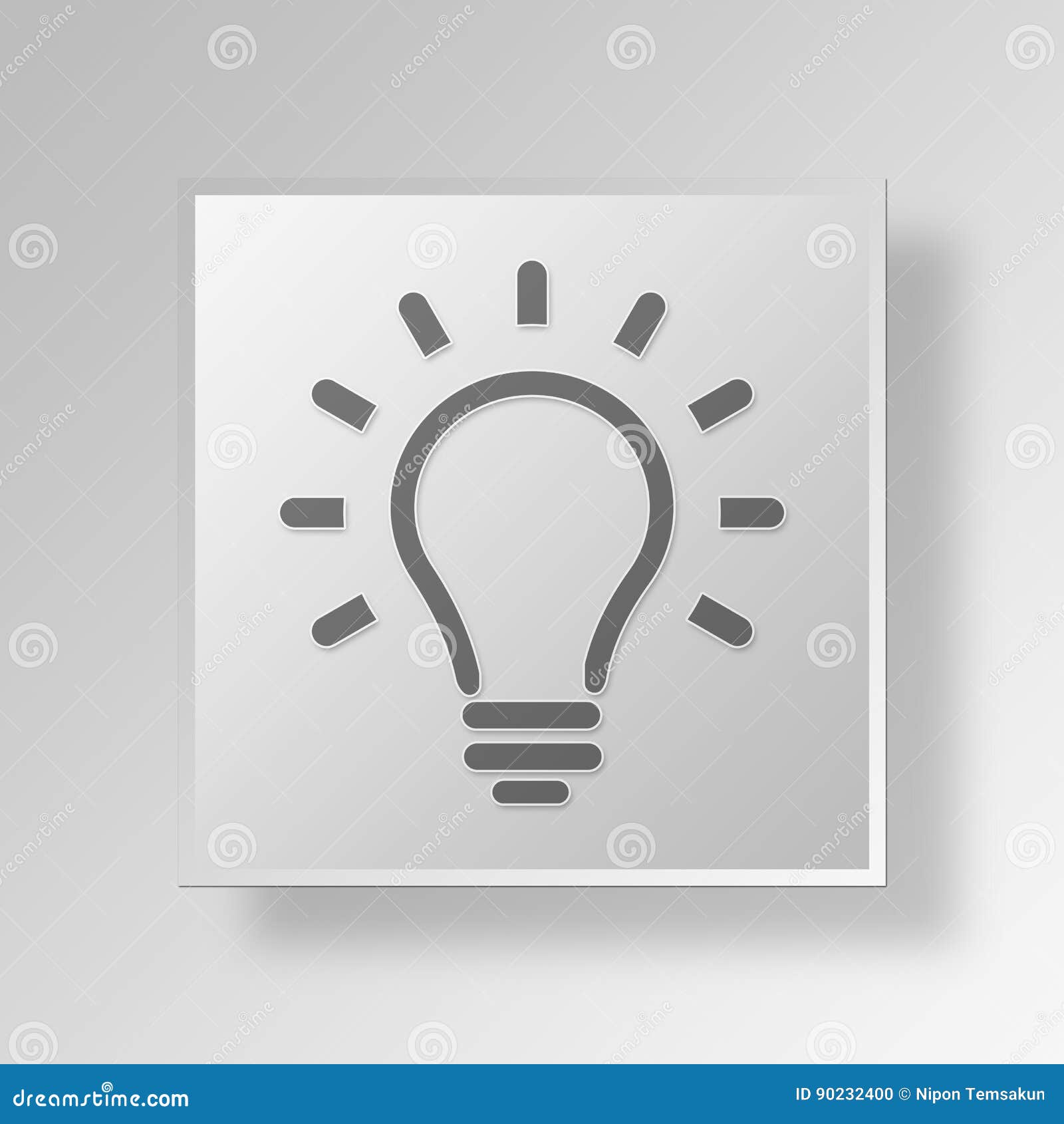 3D Light Bulb Button Icon Concept Stock Illustration - Illustration of ...