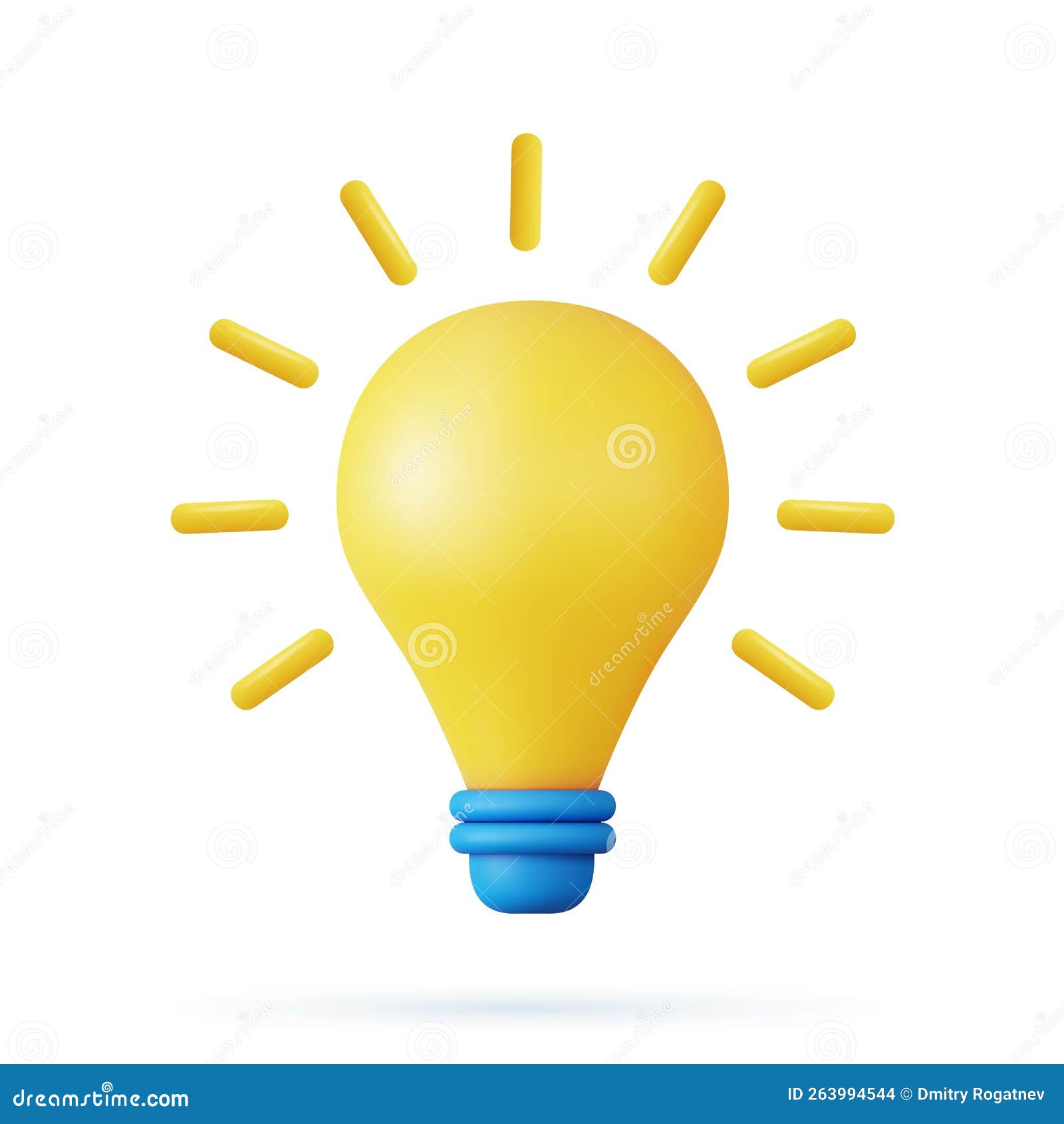 3d light bulb icon, stock vector. Illustration of concept - 263994544