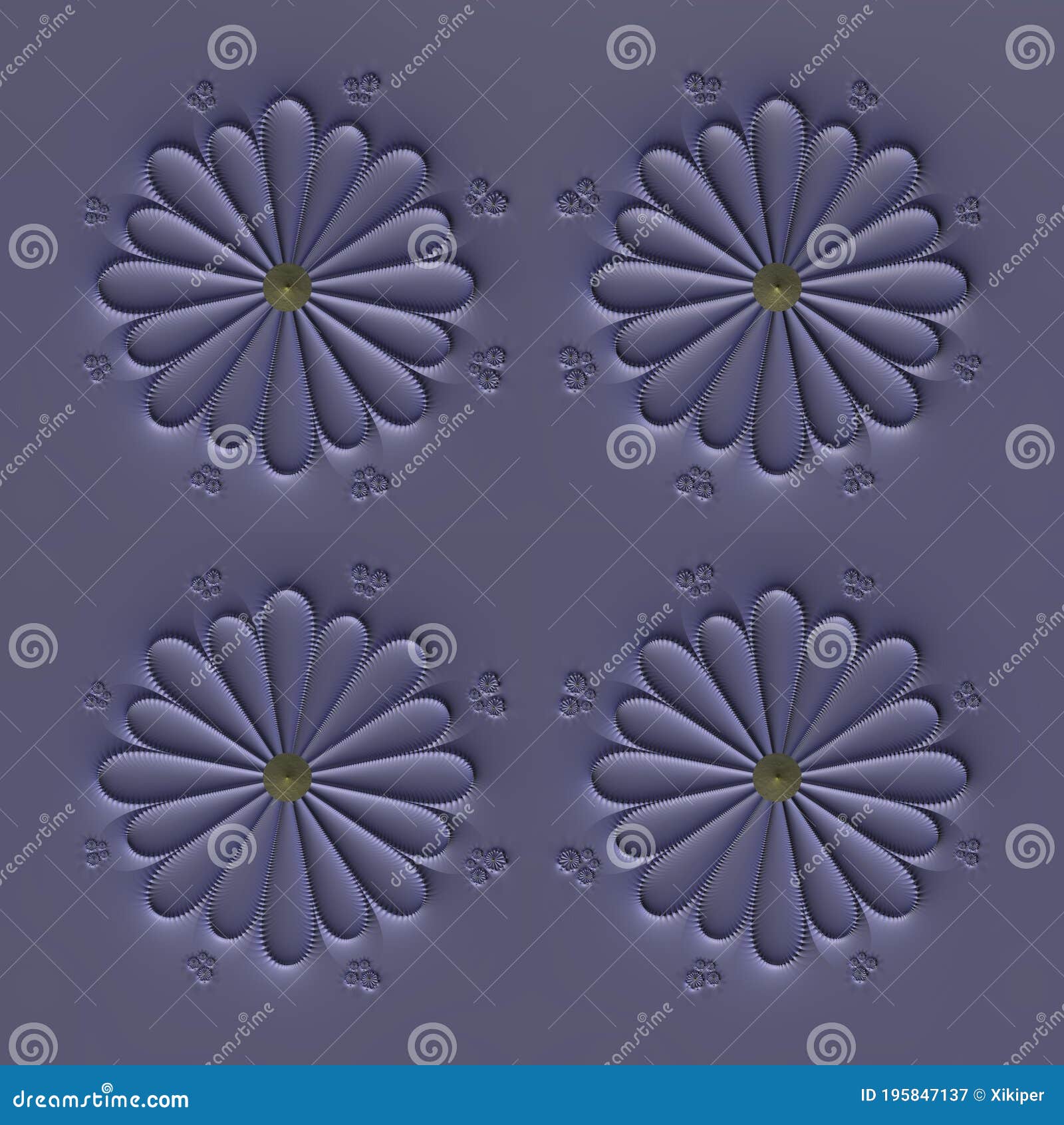 3D Light Purple Tone Symmetrical Emboss Flower Stock Illustration ...