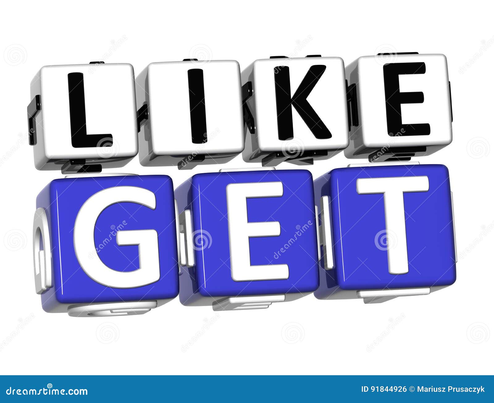 3D Like Get Button Click Here Block Text Stock Illustration ...