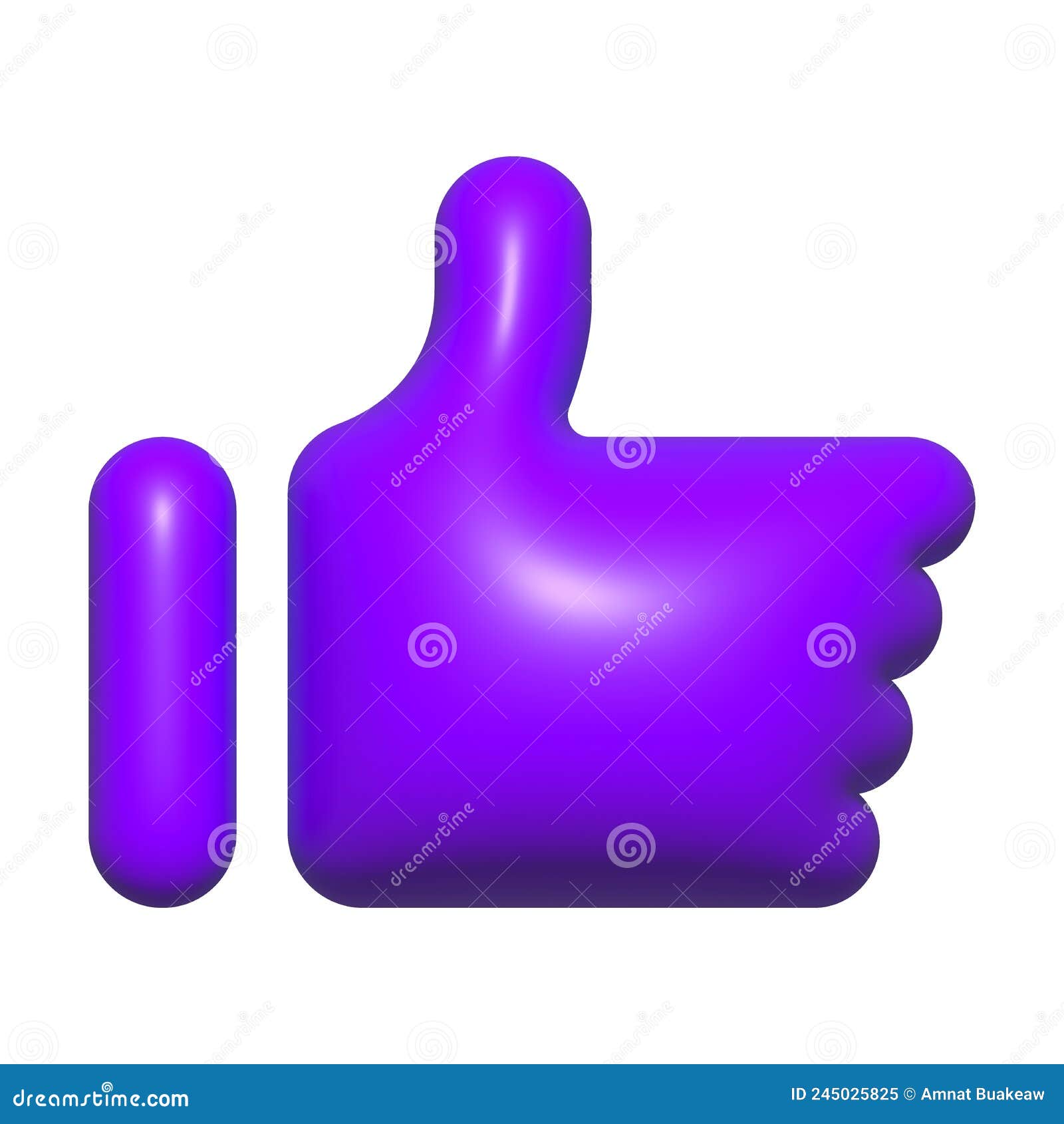 3D Like Icon Purple, Hand Thumb Up for Button Stock Illustration ...