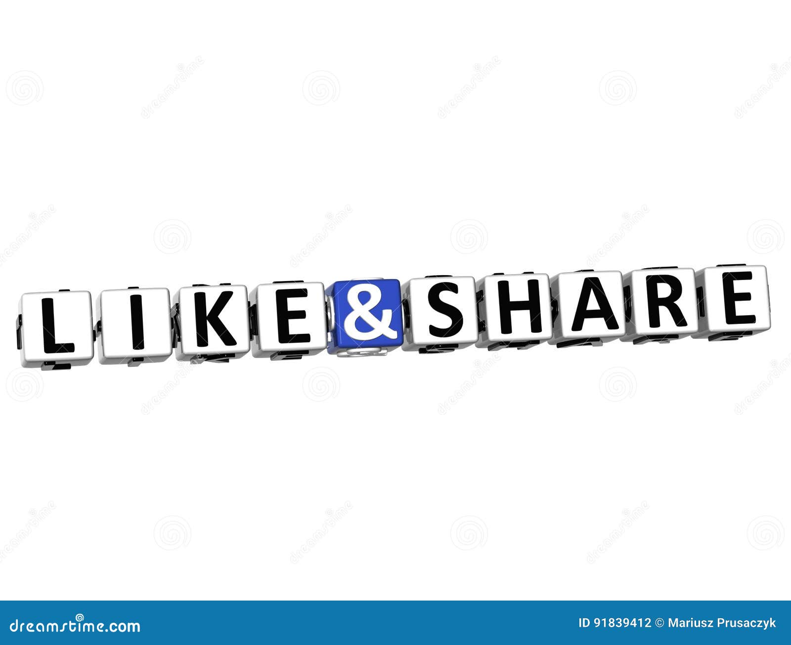 3D Like and Share Button Click Here Block Text Stock Illustration ...
