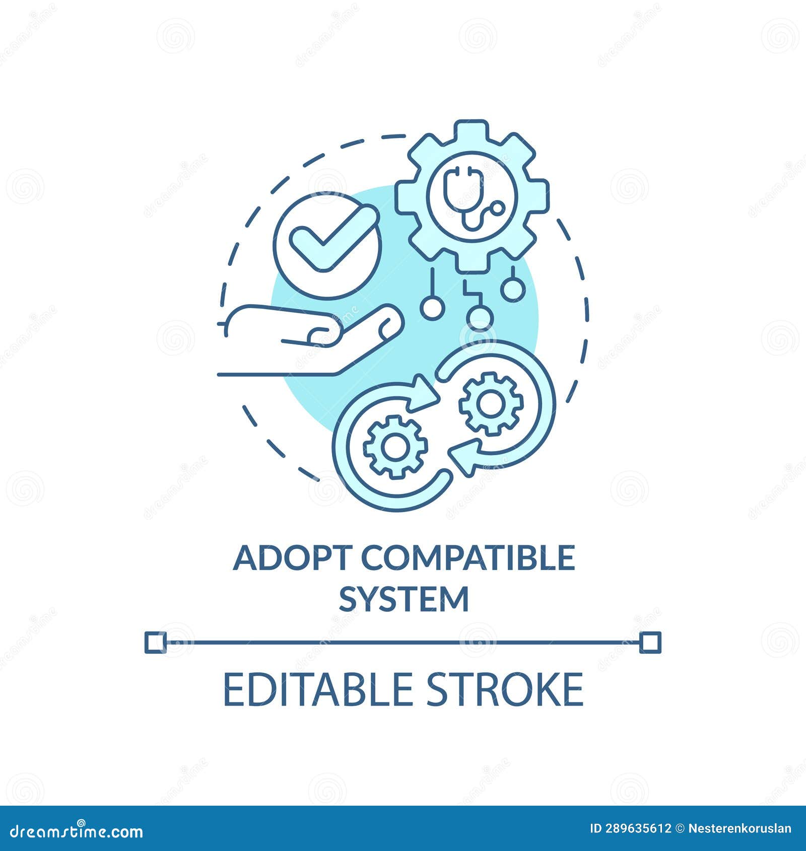 2D Line Icon Adopt Compatible Systems Concept Stock Illustration ...