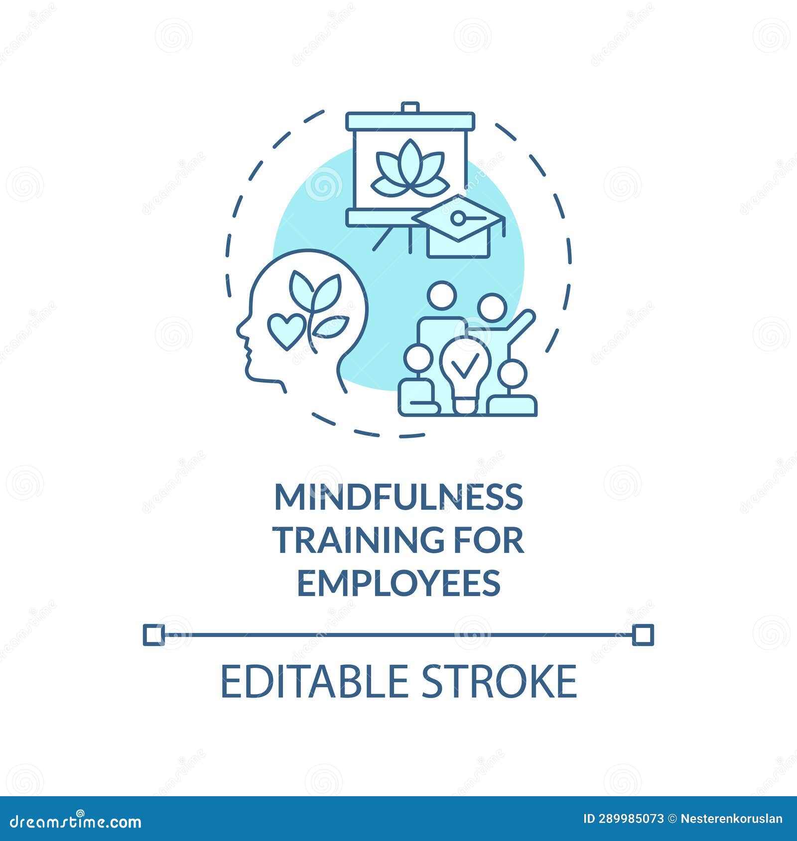 2D Line Icon Mindfulness Training for Employees Concept Stock Vector ...
