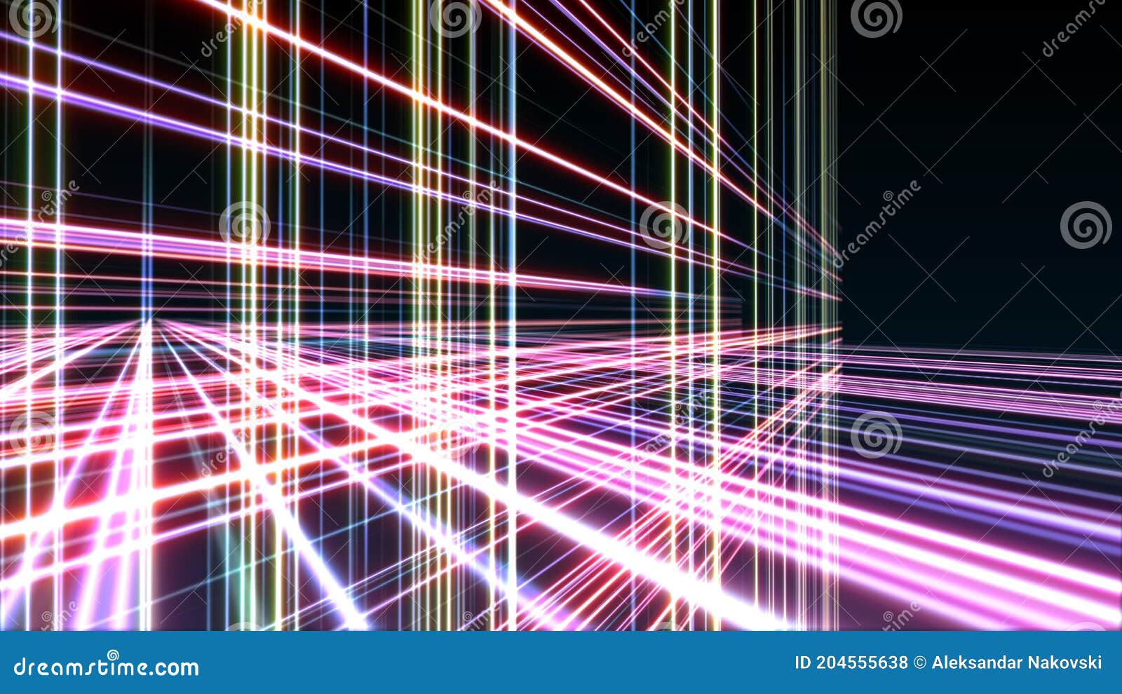 3d line neon cube in space stock illustration. Illustration of line ...