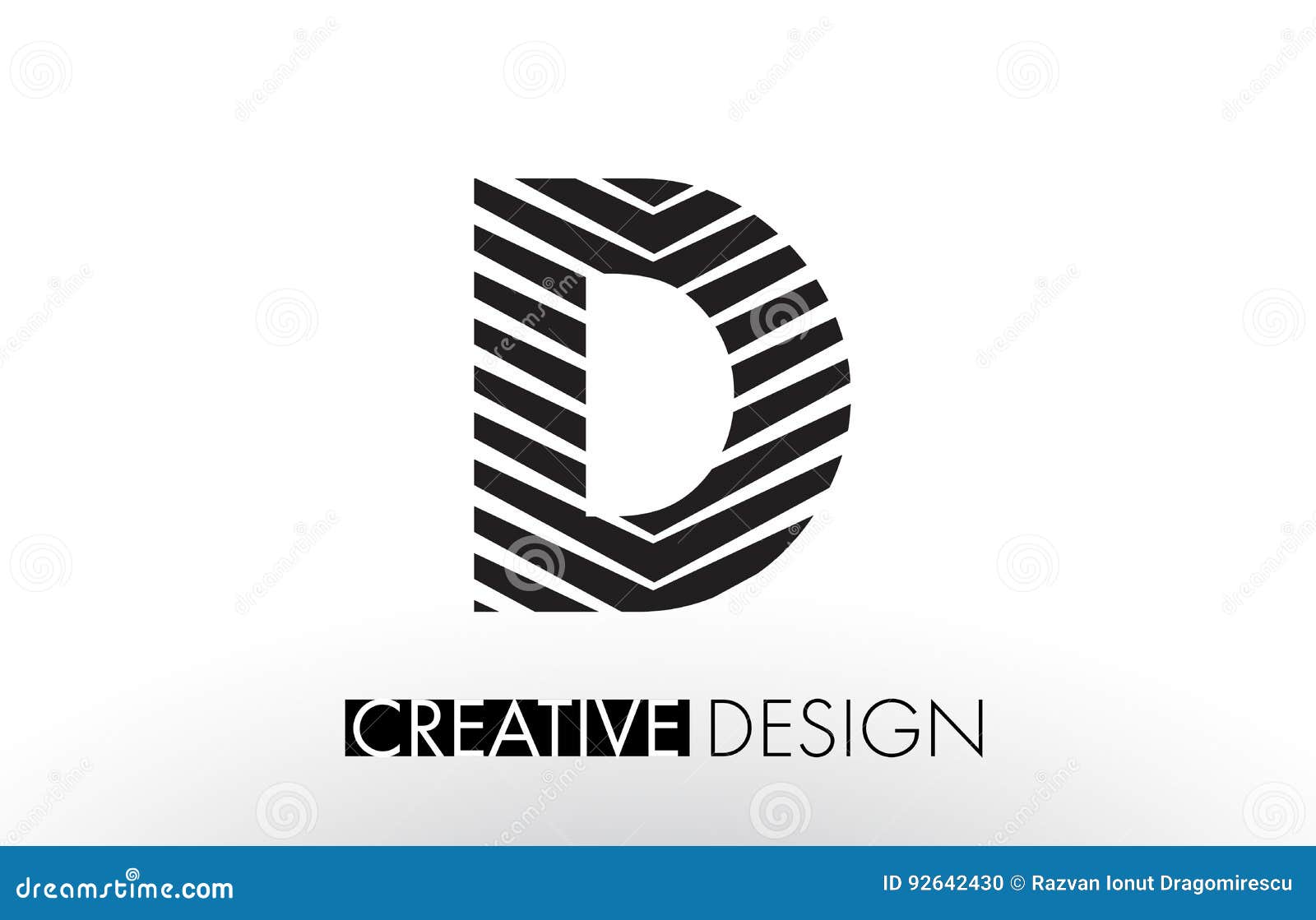 D Lines Letter Design with Creative Elegant Zebra Stock Vector ...
