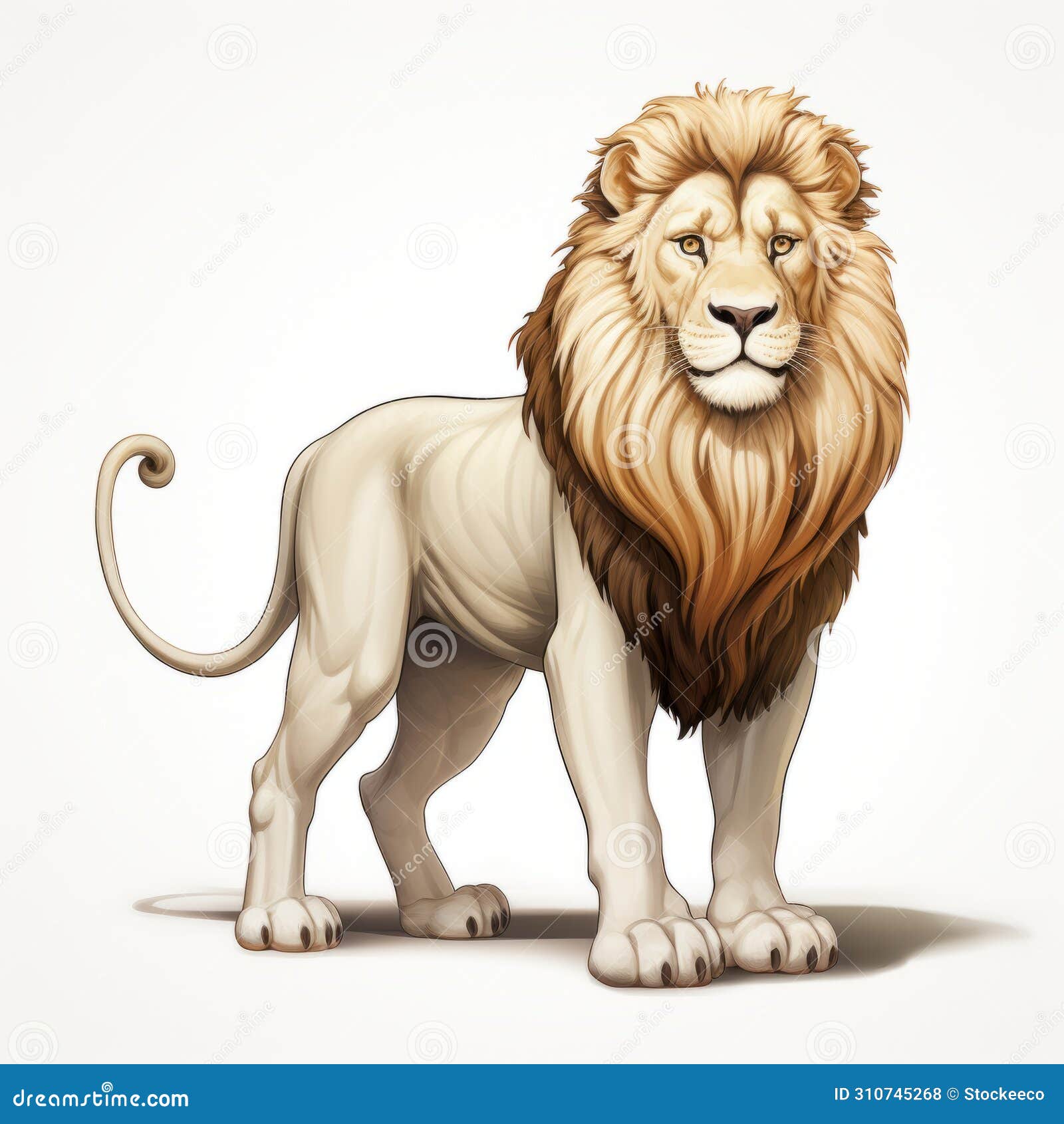 Stylized 3d Lion Pose On White Background Cel Shaded Artwork Stock ...