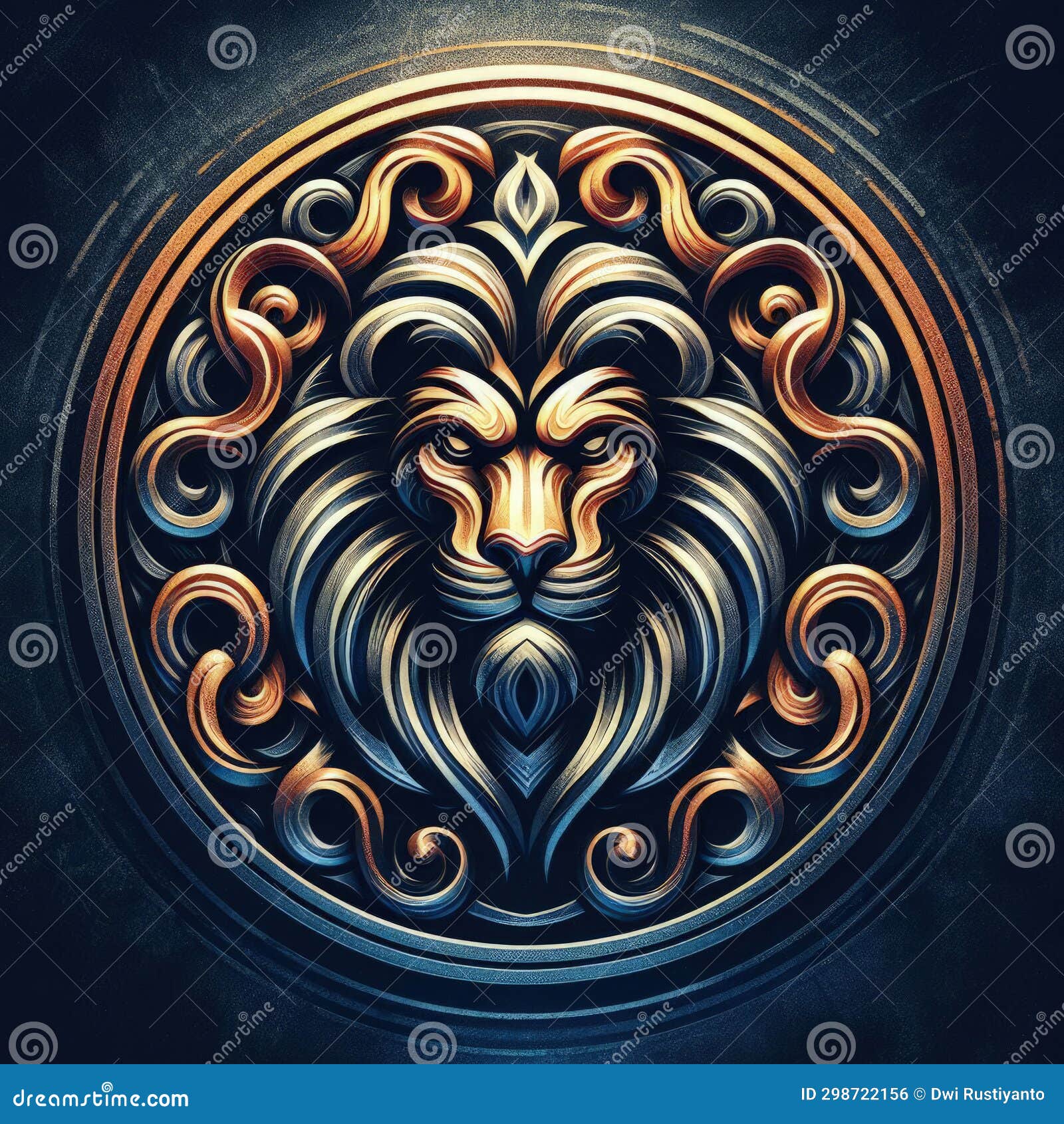 3d Lion Logo Carving and Engraving Stock Illustration - Illustration of ...