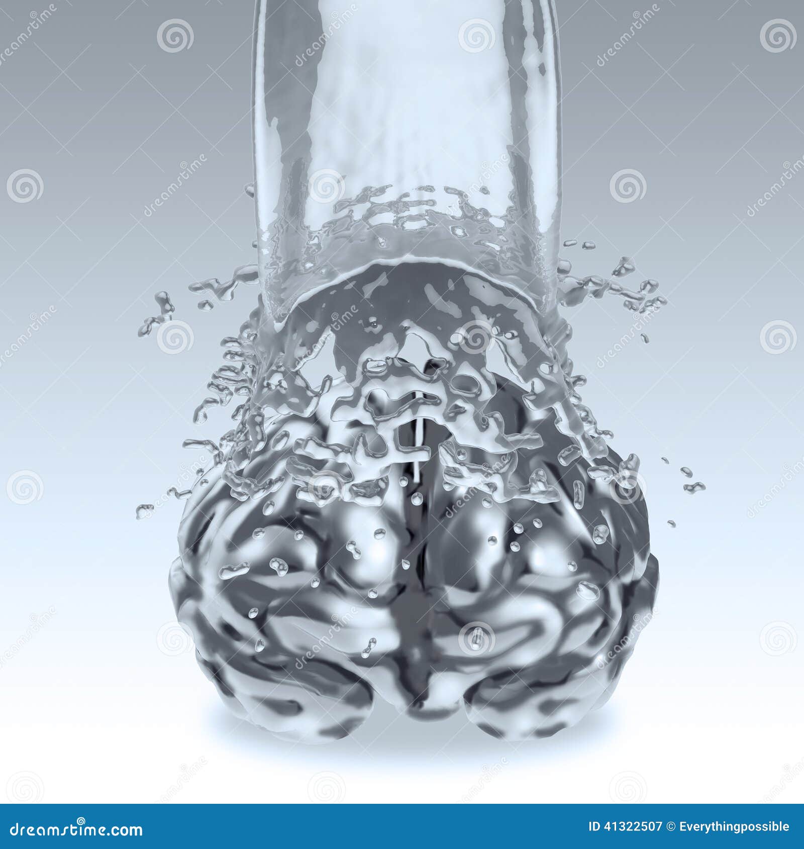 3d Liquid Metal Splash on Brain Stock Illustration - Illustration of ...