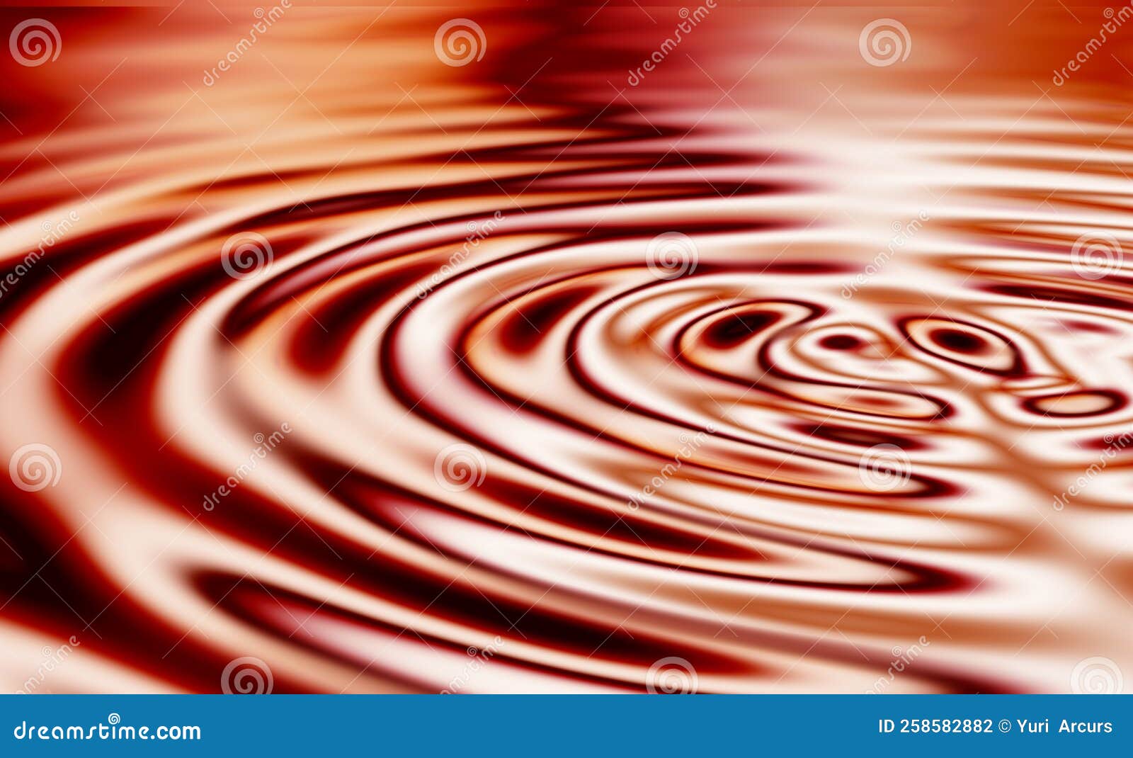 3D Liquid Ripples or CGI Orange Waves with a Metallic Reflection and ...