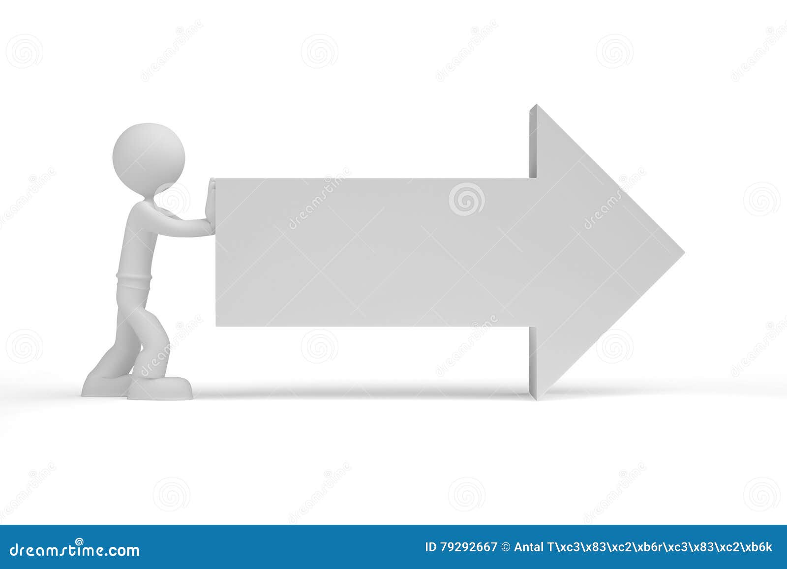3d Little Character Push Arrow Stock Illustration - Illustration of ...