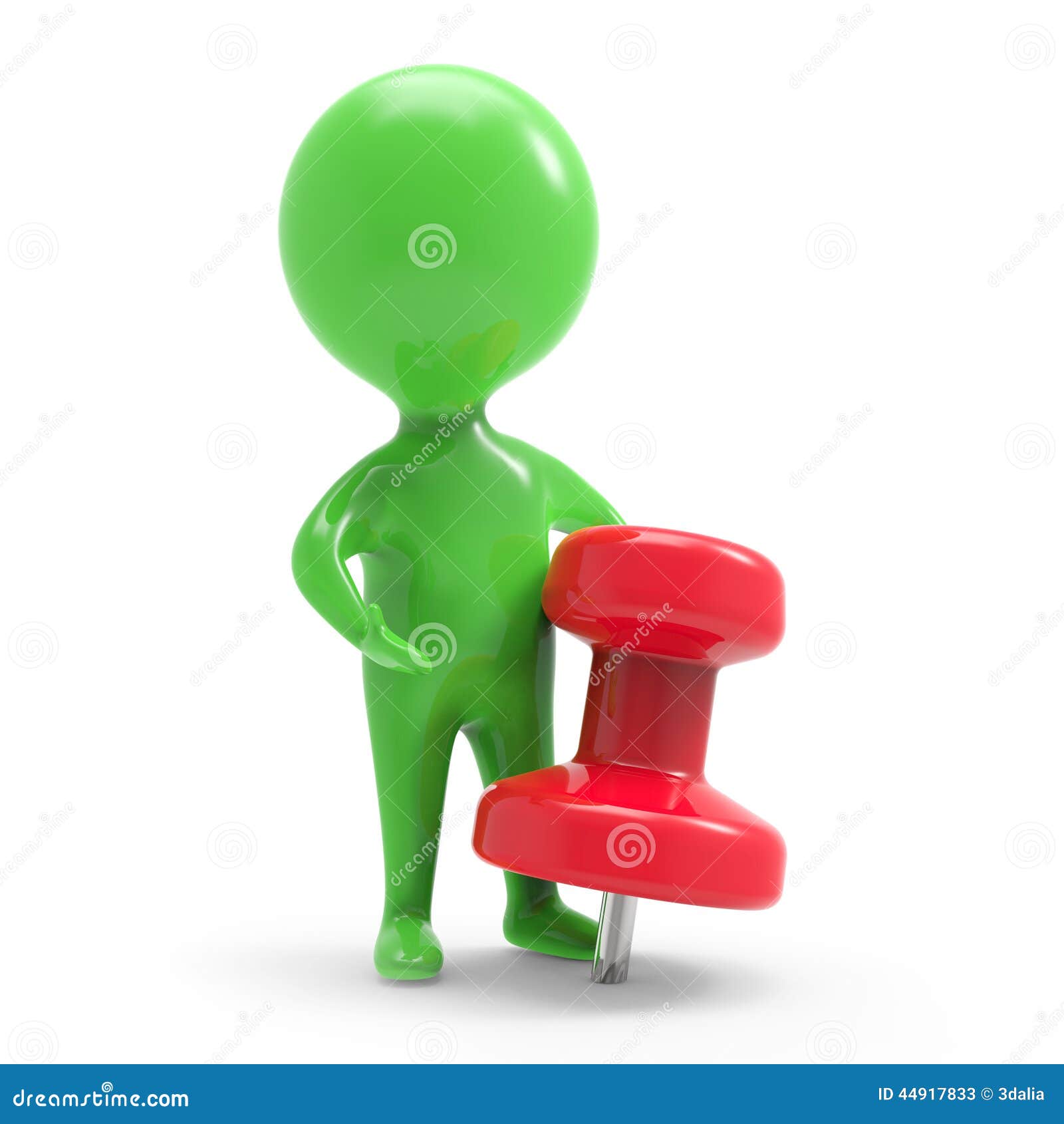 3d Little Green Man with Red Pin Stock Illustration - Illustration of ...