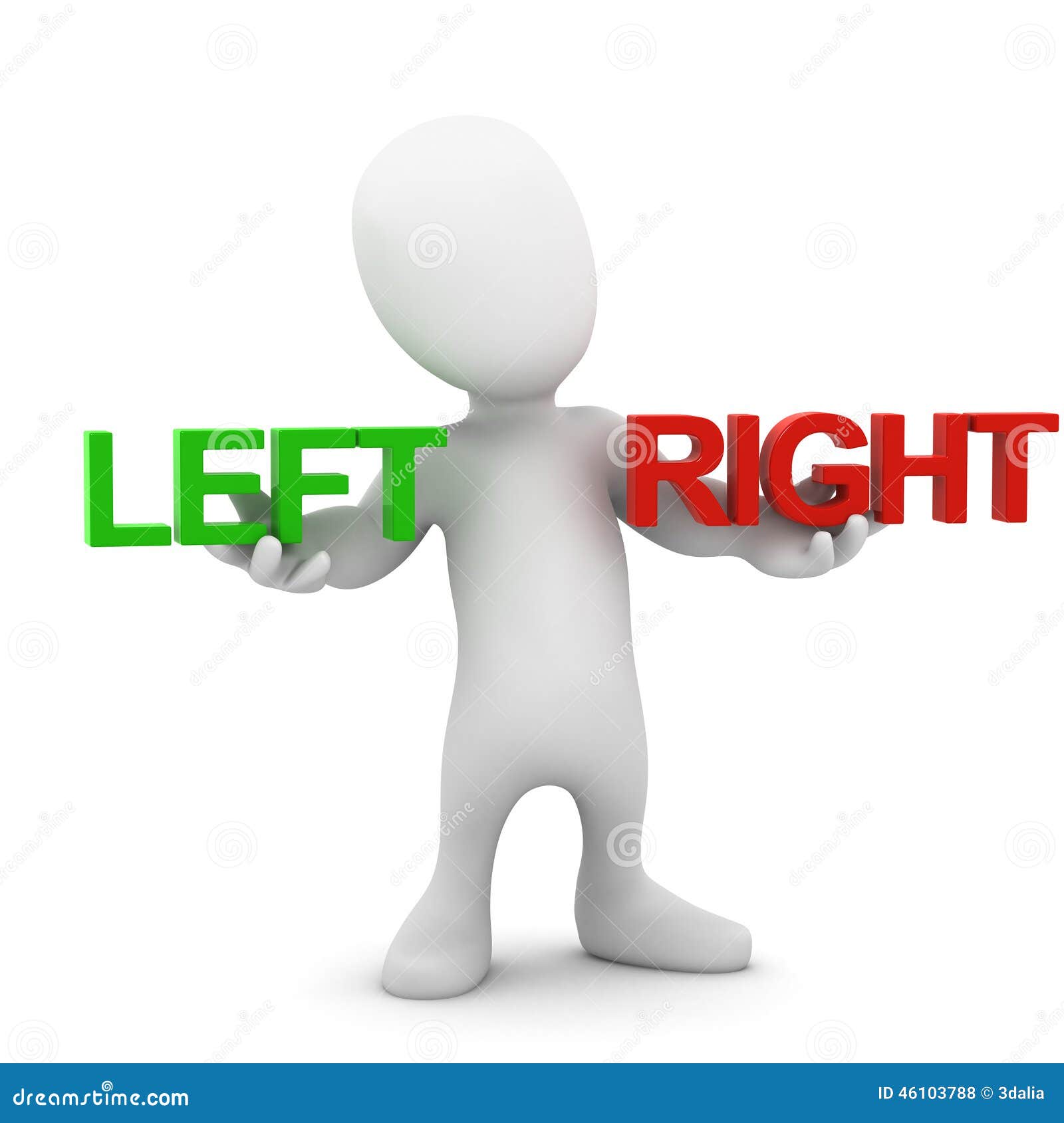 3d Little Man Balances Left and Right Stock Illustration - Illustration ...