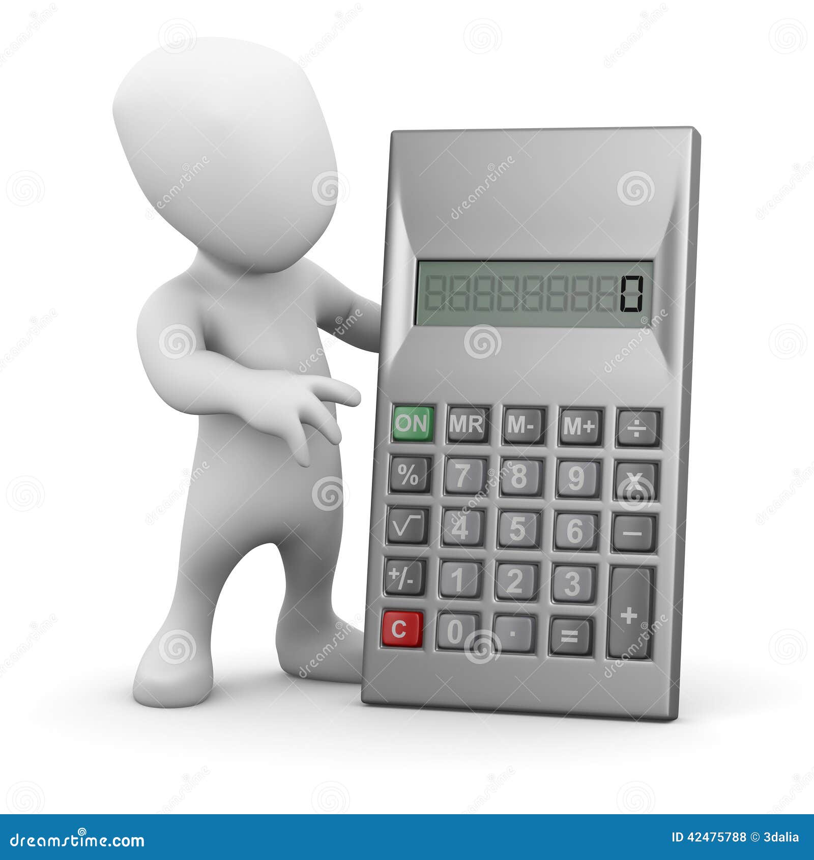 3d Little Man with a Calculator Stock Illustration - Illustration of ...