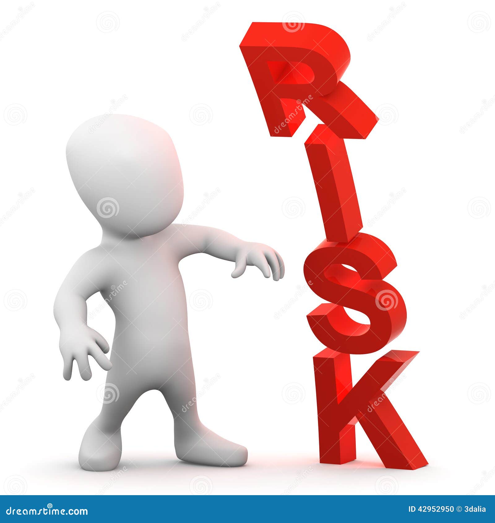 3d Little Man is Daunted by Risk Stock Illustration - Illustration of ...