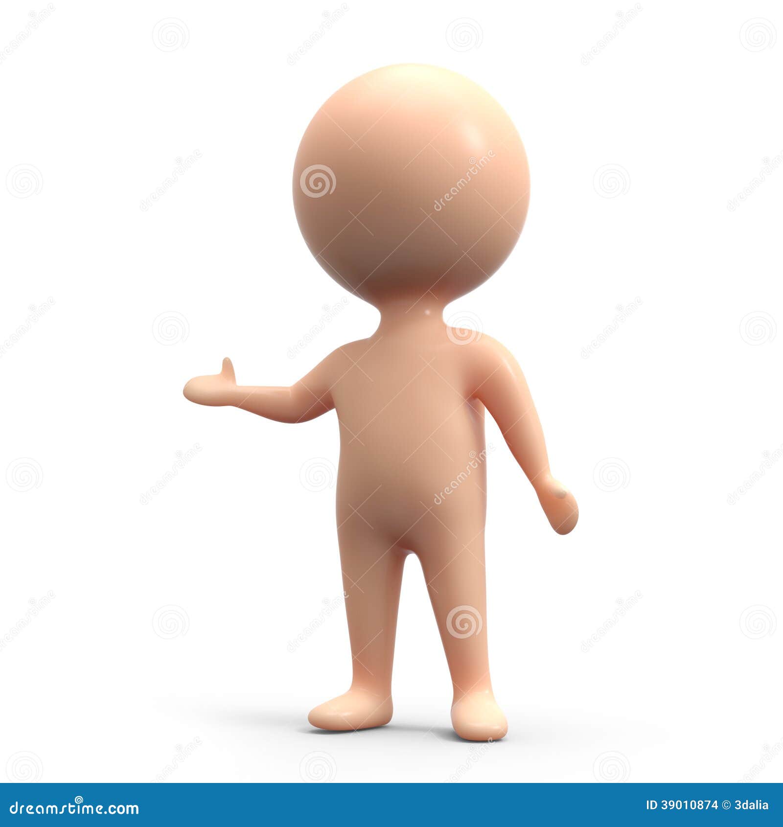3d Little Man Gestures To the Left Stock Illustration - Illustration of ...