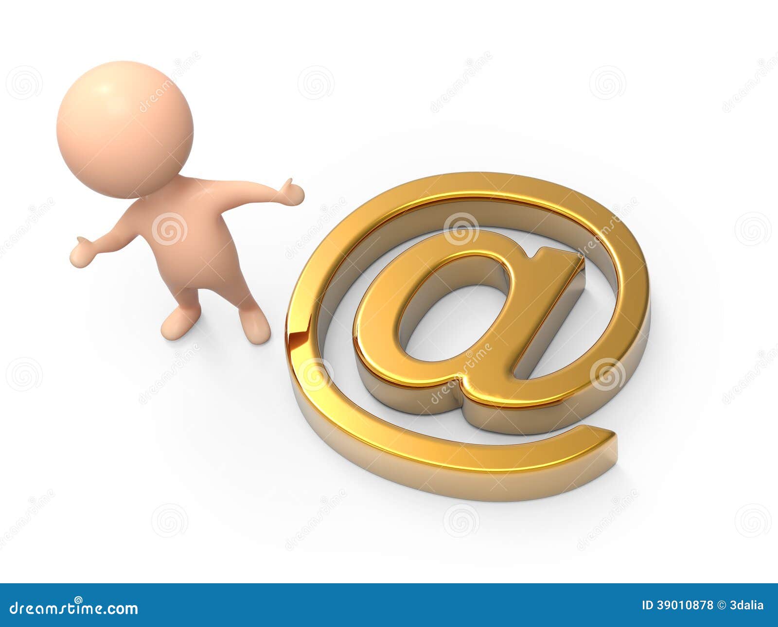 3d Little Man Gold Email Address Stock Illustration - Illustration of ...