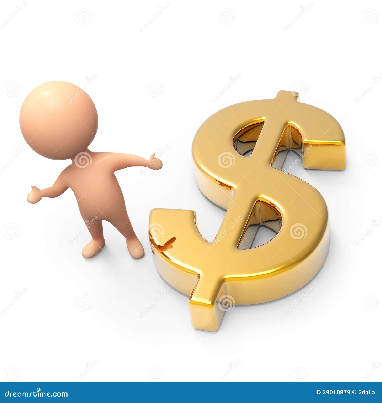 3d Little Man Gold US Dollar Stock Illustration - Illustration of ...