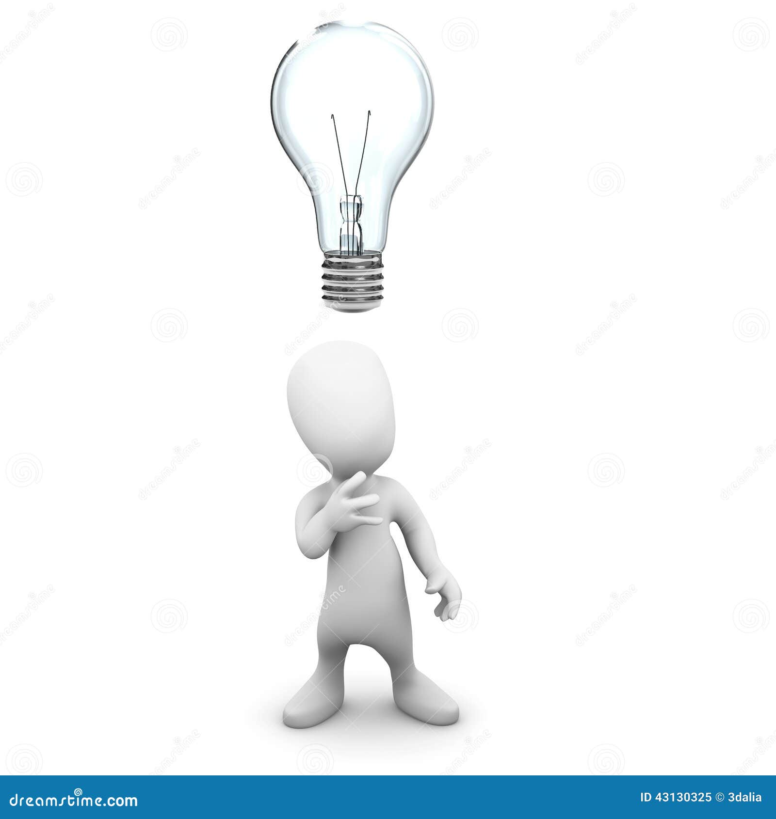 3d Little man has an idea stock illustration. Illustration of ...
