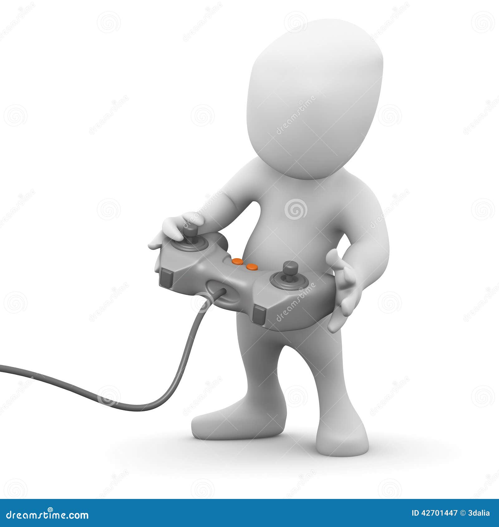 3d Little Man Playing a Videogame Stock Illustration - Illustration of ...