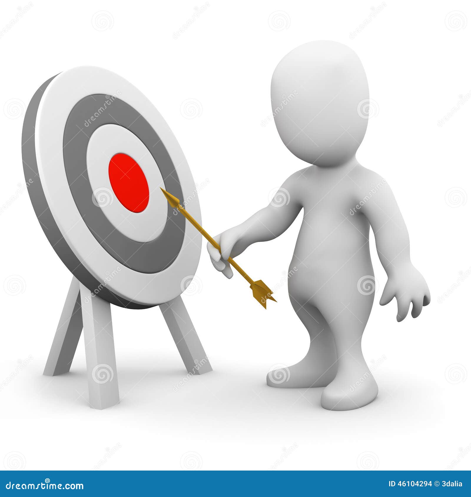 3d Little Man Points at the Target Stock Illustration - Illustration of ...