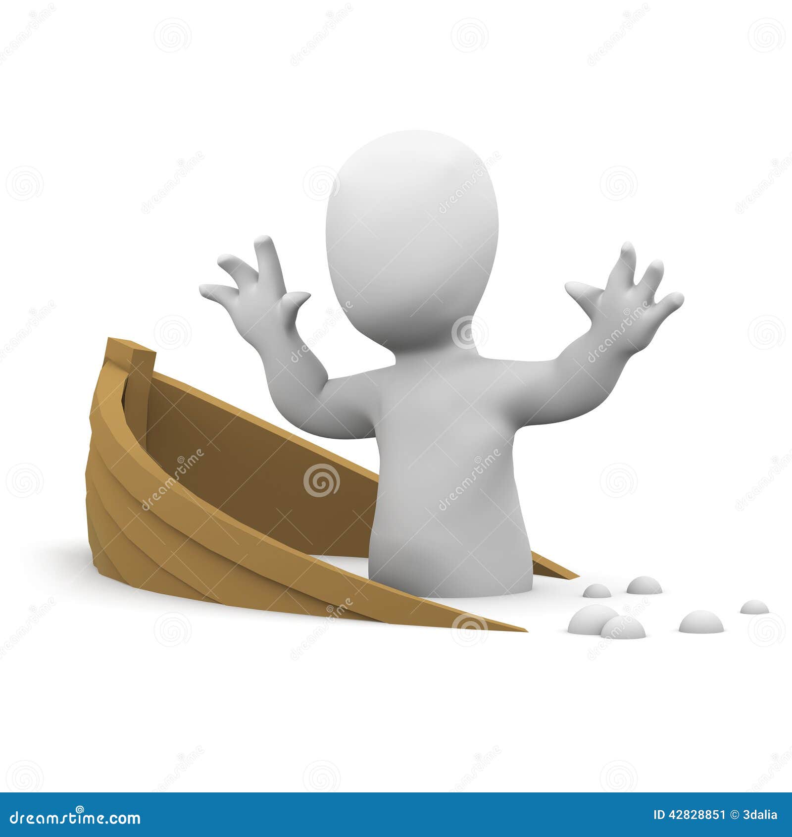 3d Little Man is Sinking with His Ship Stock Illustration ...