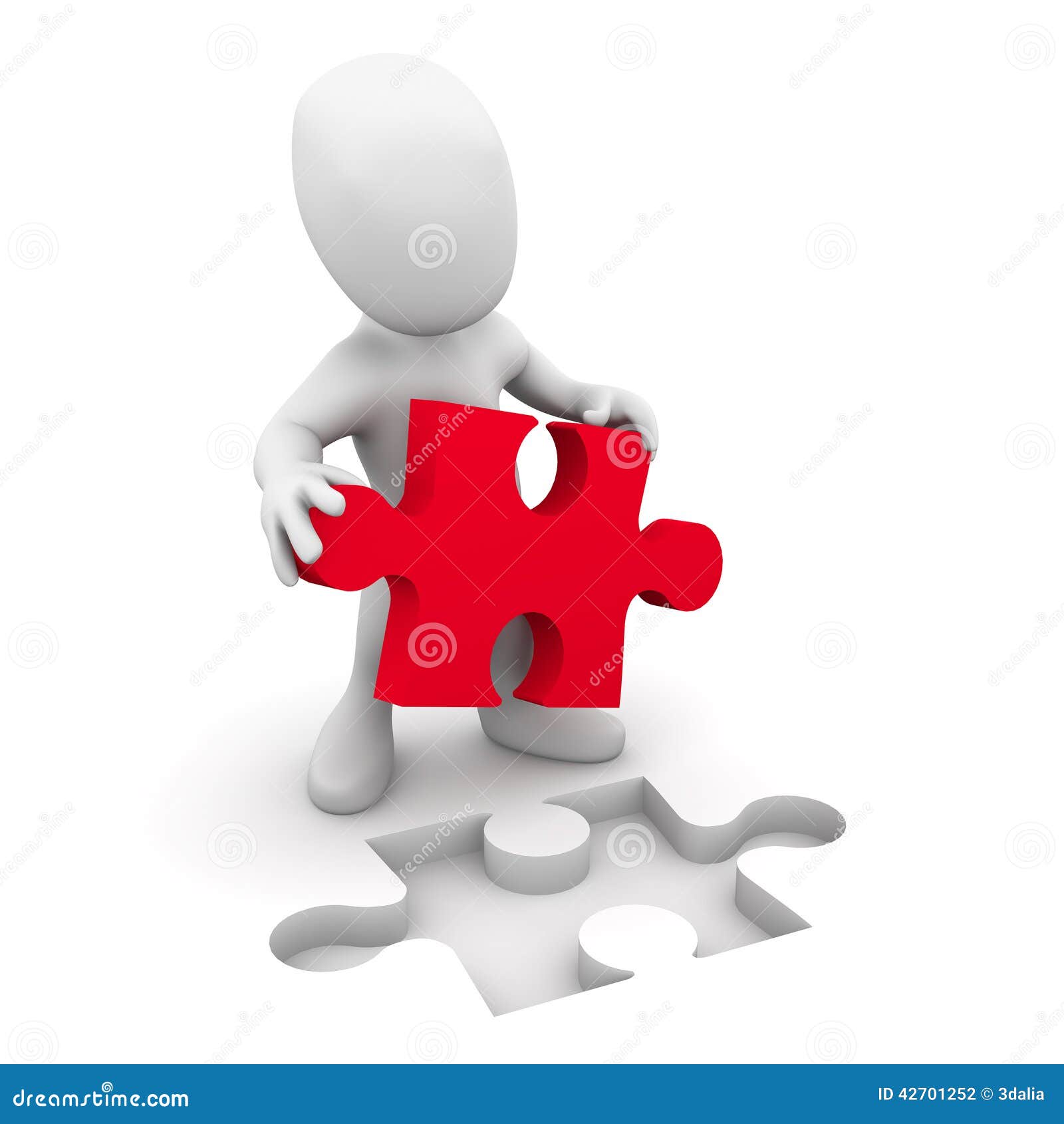 3d Little Man Solves the Puzzle Stock Illustration - Illustration of ...
