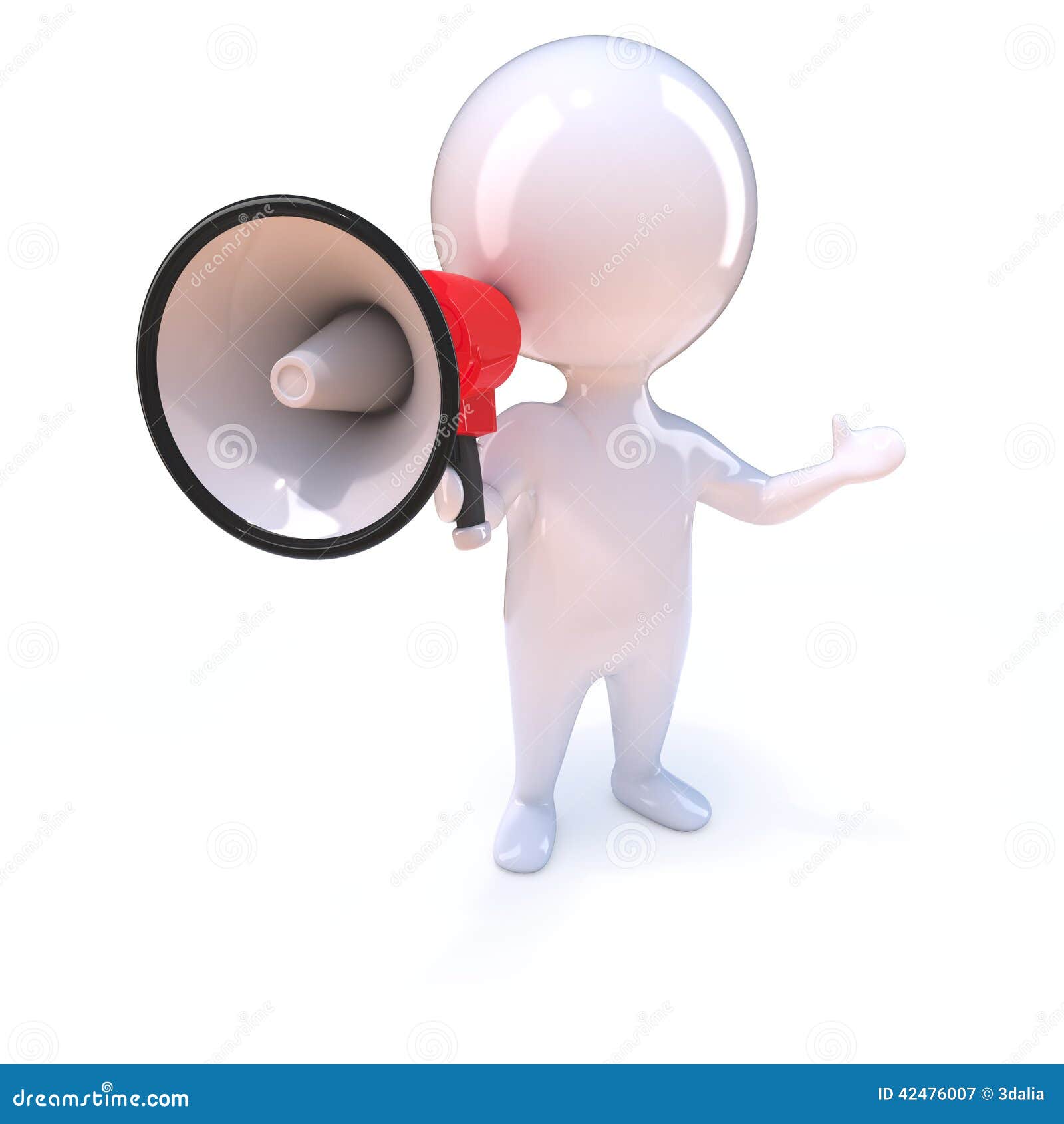 3d Little Man Speaks Through Megaphone Stock Illustration - Image: 42476007
