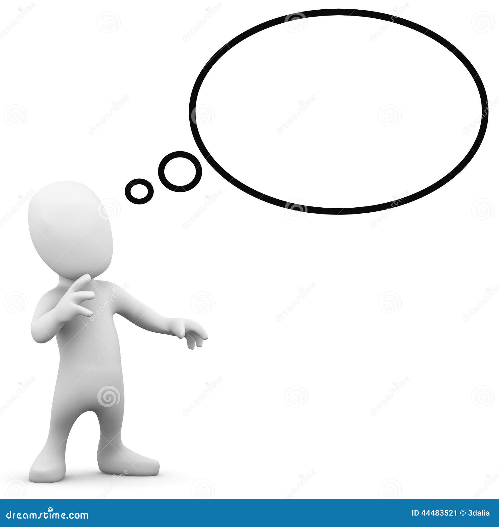 3d Little Man with a Thought Bubble Stock Illustration - Illustration ...