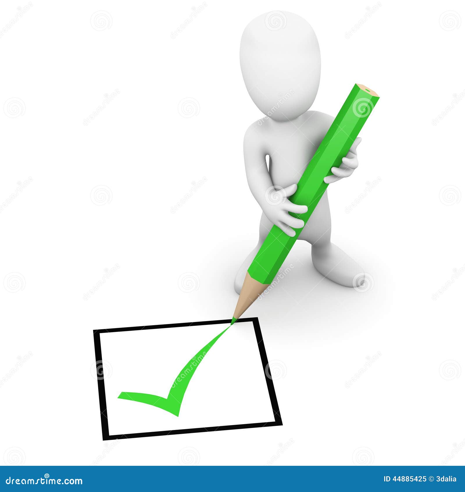 3d Little man ticks a box stock illustration. Illustration of freedom ...