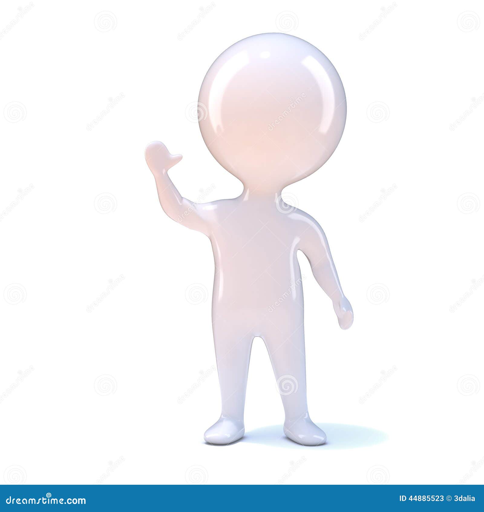 3d Little man waves hello stock illustration. Illustration of cartoon ...