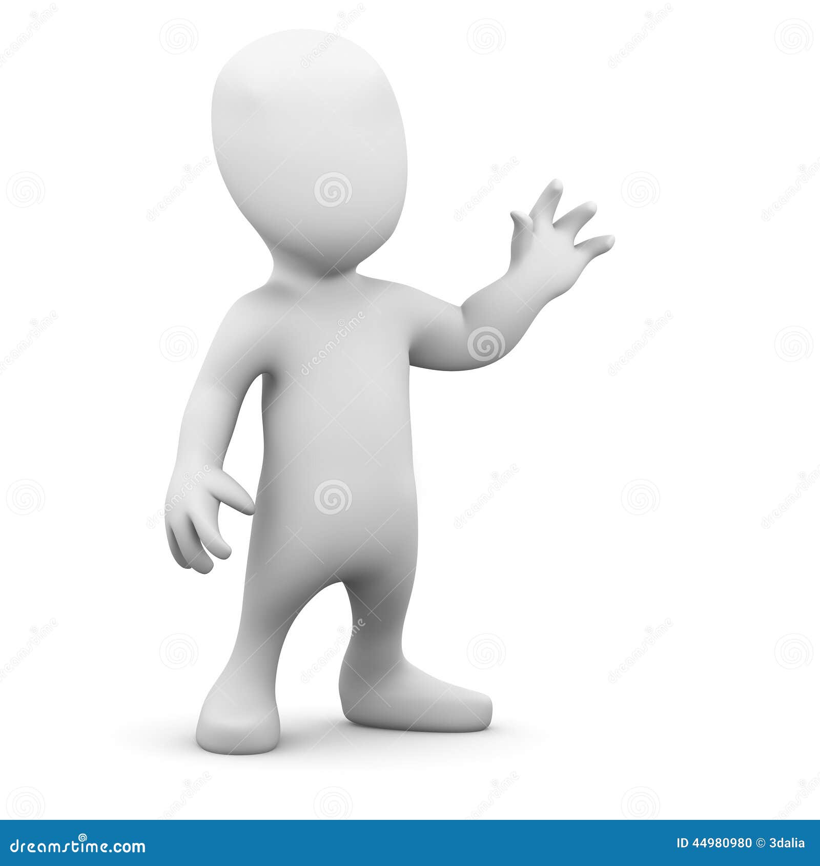 3d Little man waves hello stock illustration. Illustration of greet ...