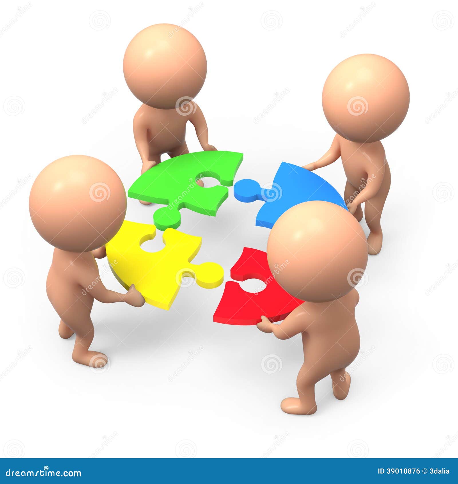 3d Little People Solve the Puzzle Stock Illustration - Illustration of ...