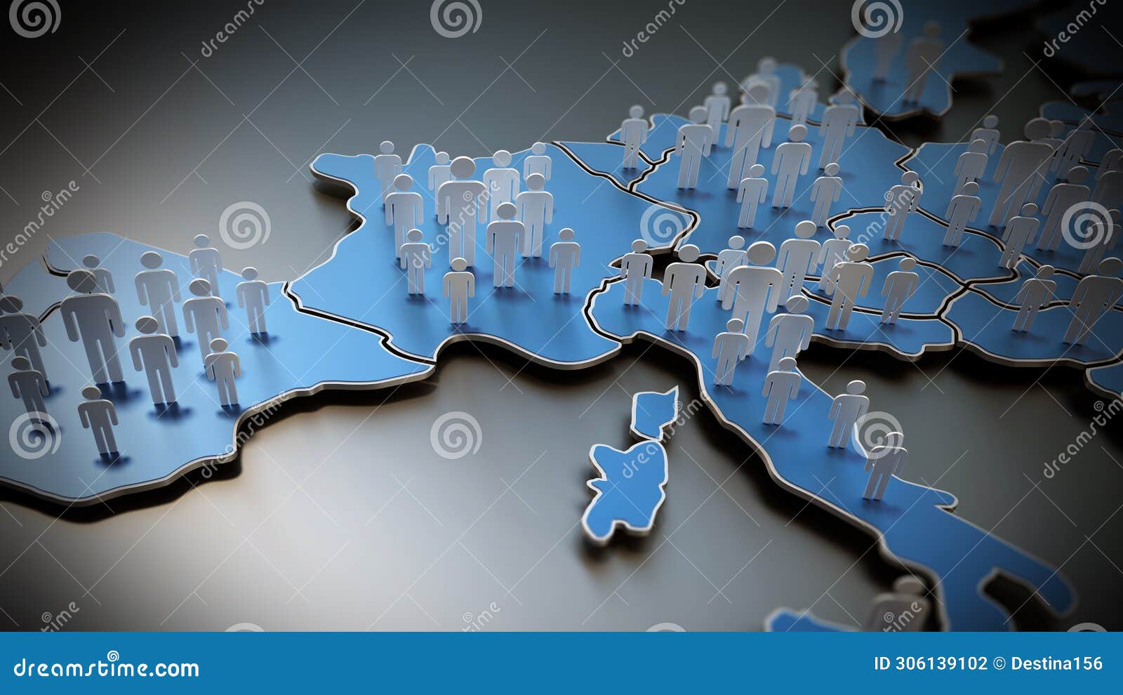 3D Little People Standing on the Map of Europe. 3D Illustration Stock ...
