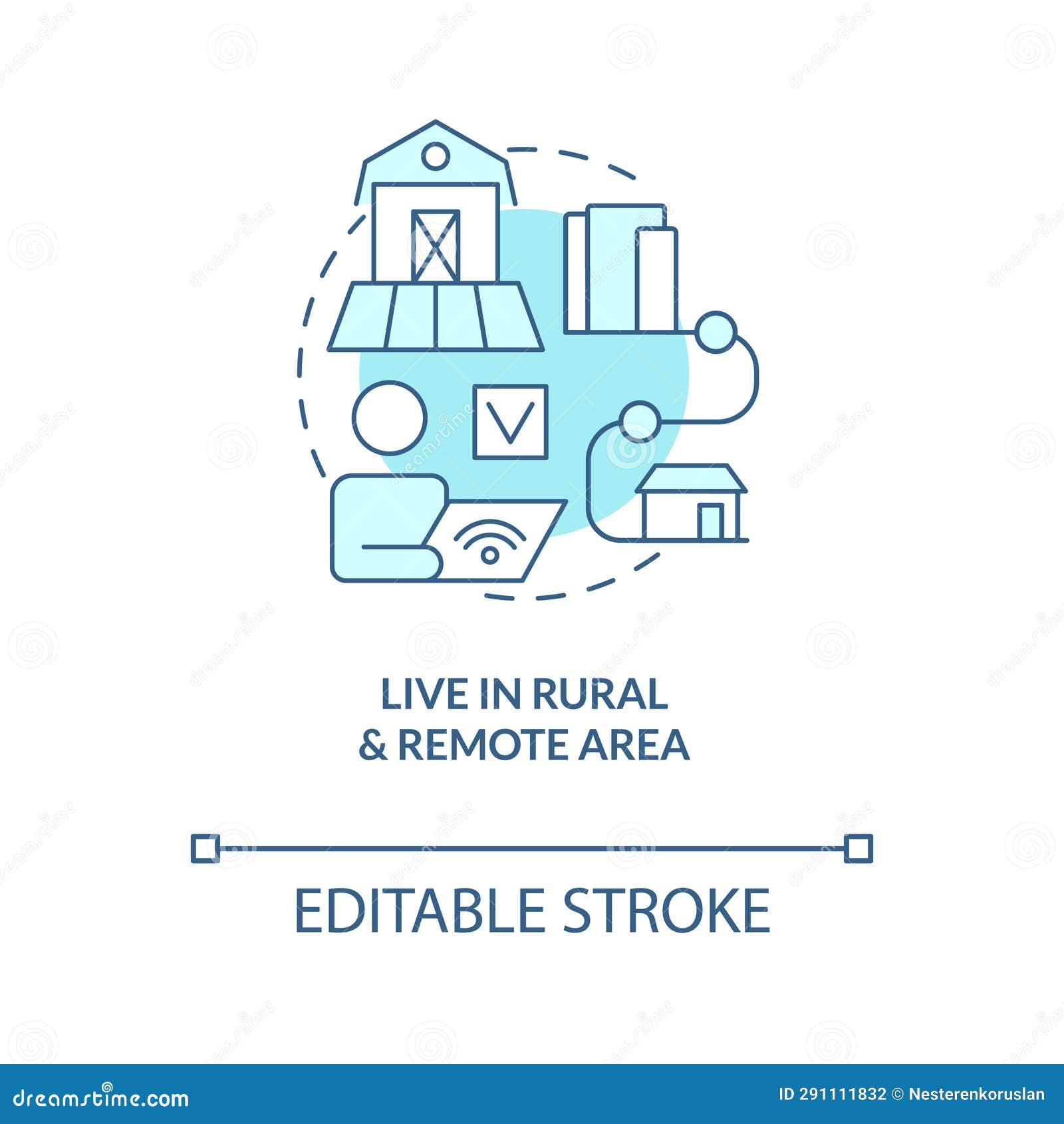2D Live in Rural and Remote Area Linear Icon Concept Stock Illustration ...