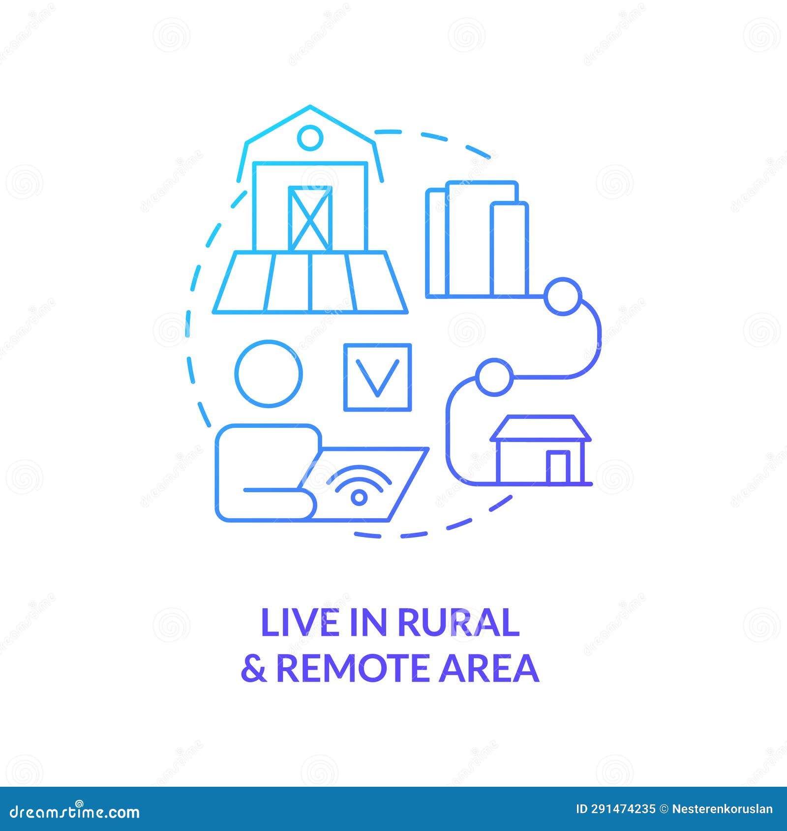 2D Live in Rural and Remote Area Linear Icon Concept Stock Illustration ...