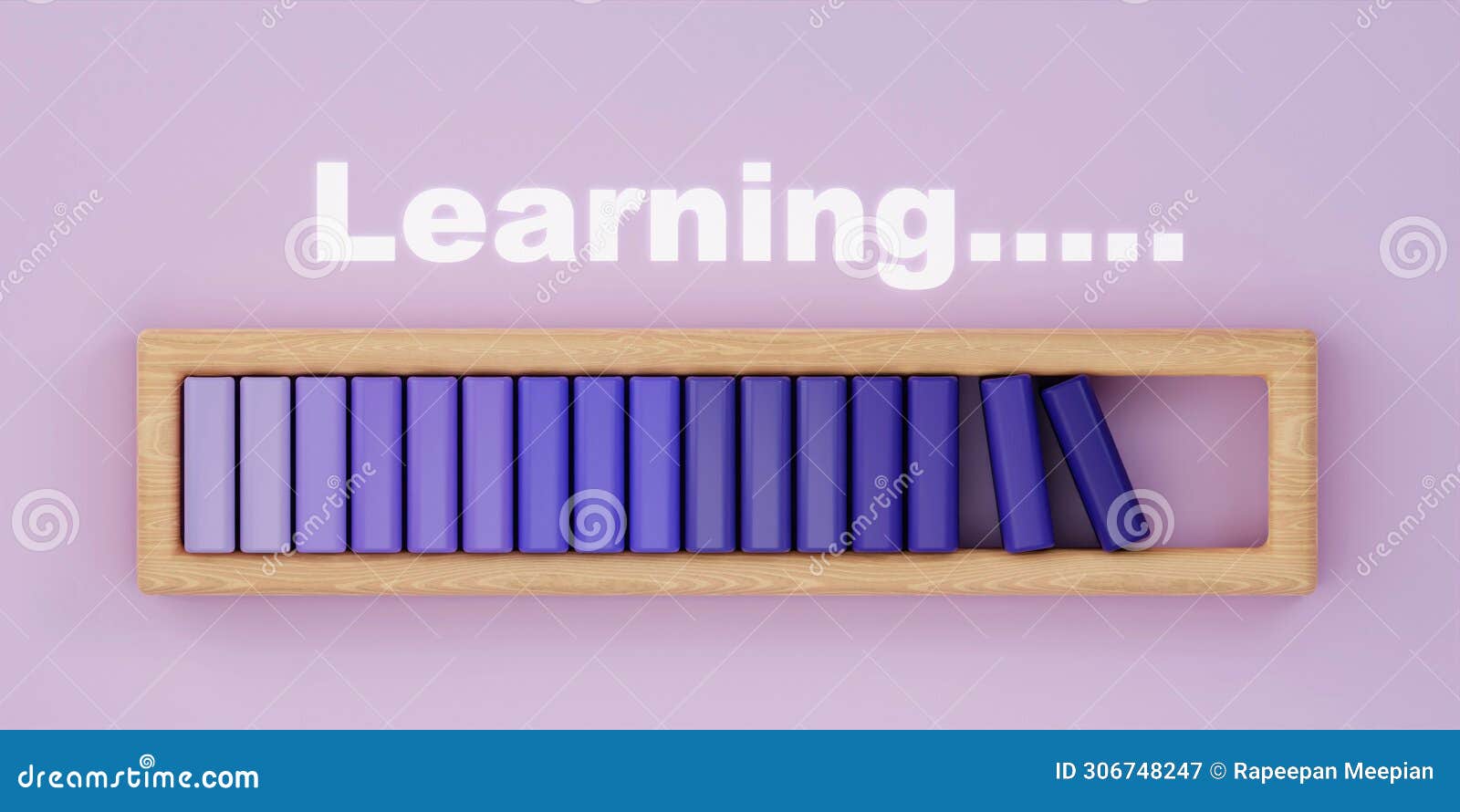 3d Loading Bar with Books on a Shelf with the Word LEARNING. Concept of ...