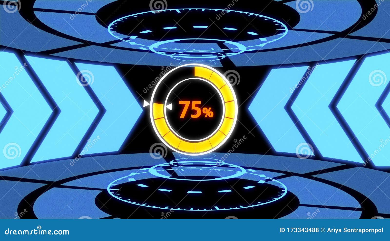 3D Loading Screen HUD in Technology Laboratory with Arrow Path Lights ...