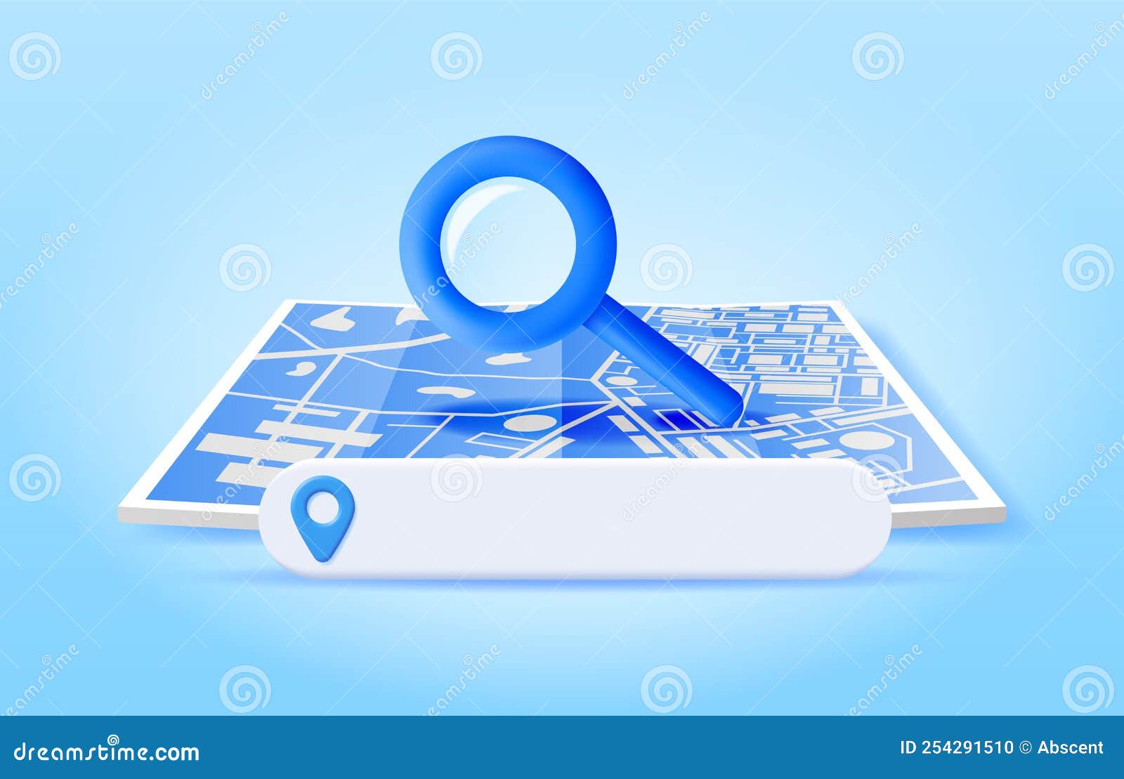 3D Location Folded Paper Map, Search Bar and Pin Stock Vector ... 3D Location Folded Paper Map, Search Bar and Pin Stock Vector ...