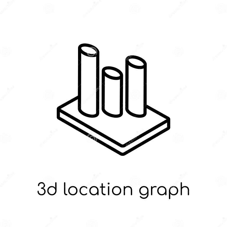 3D Location Graph Icon. Trendy Modern Flat Linear Vector 3D Location ...