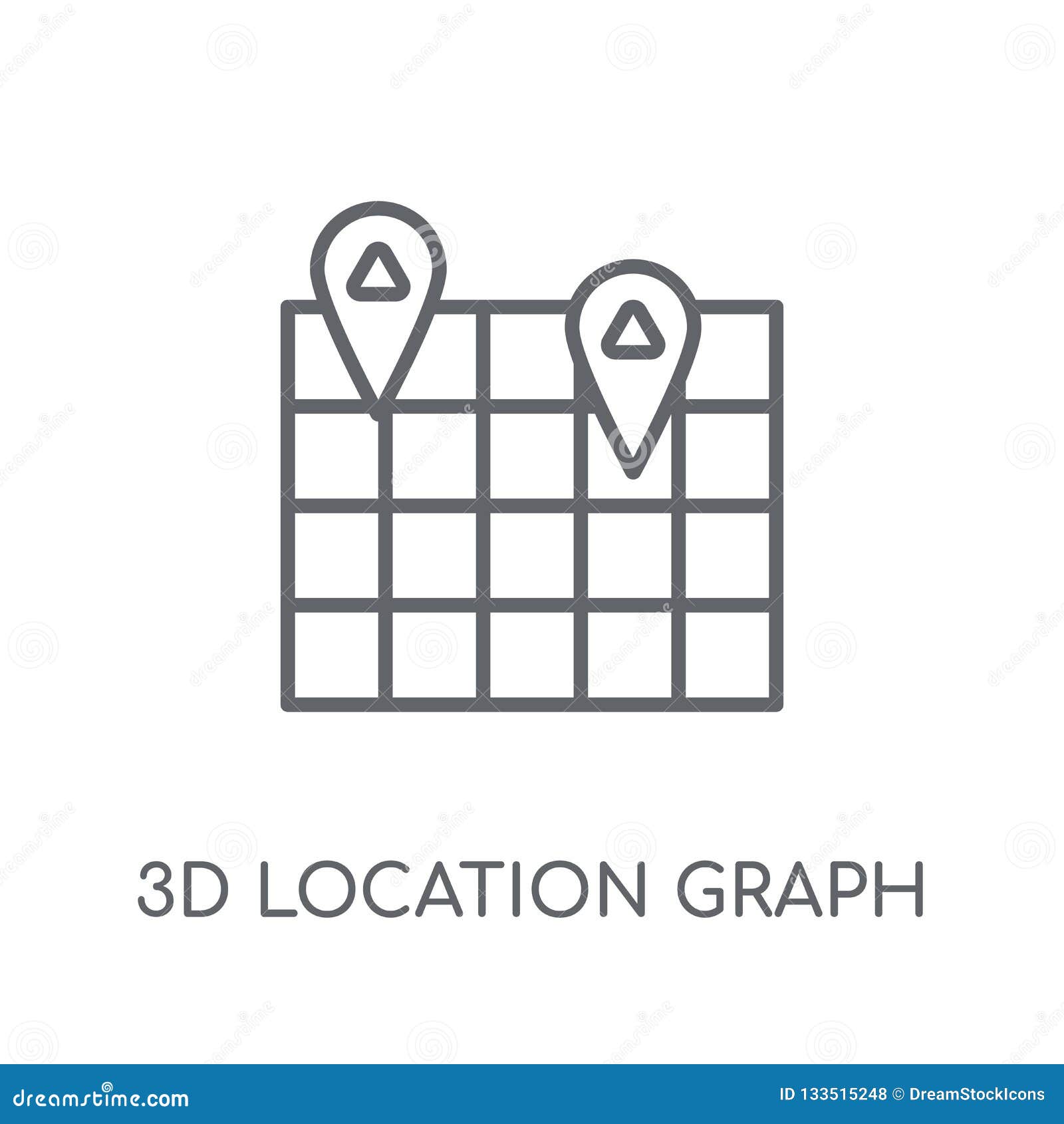 3D Location Graph Linear Icon. Modern Outline 3D Location Graph Stock ...